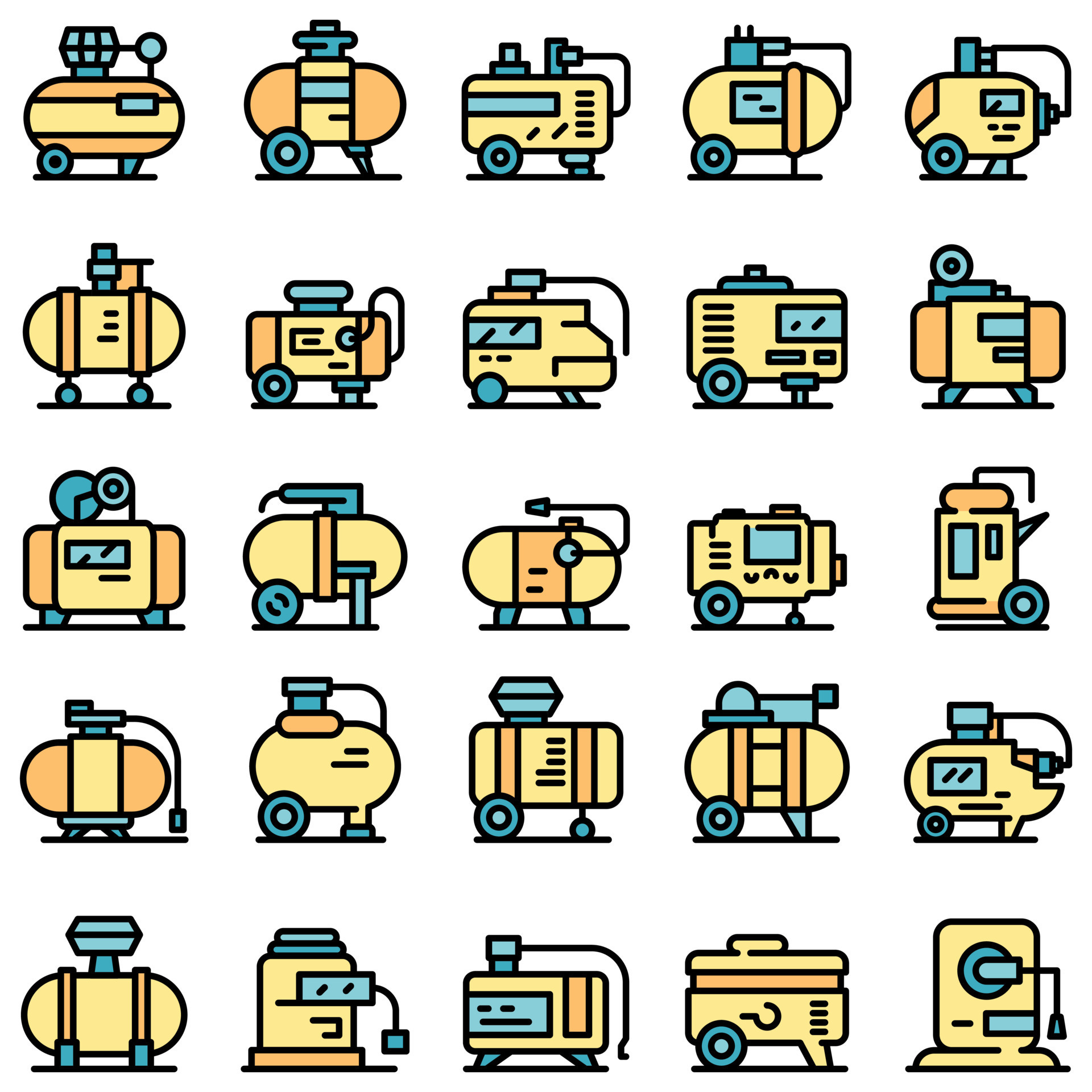 Compressor icons set vector flat 8845637 Vector Art at Vecteezy