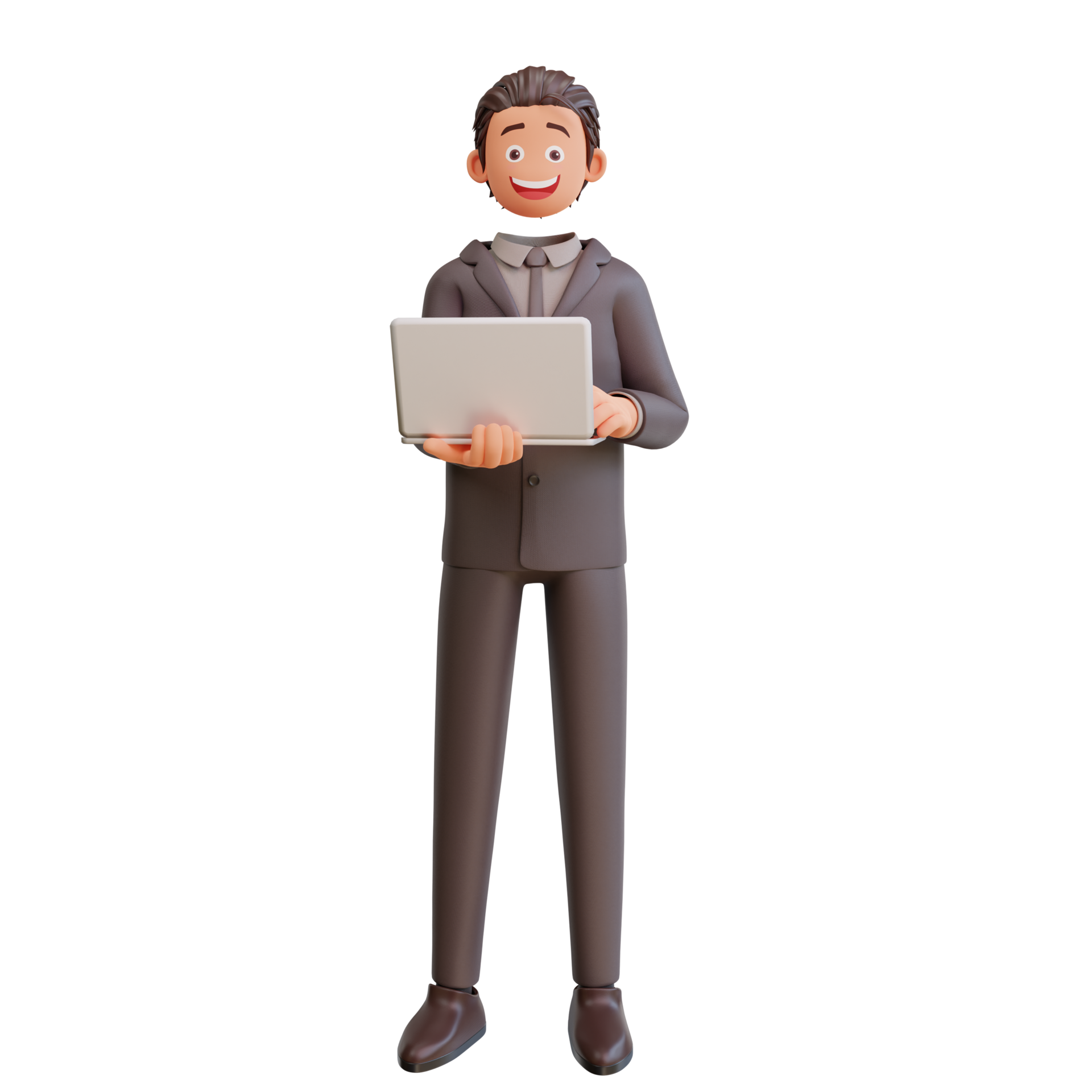 Free llustration of standing happy bussinesman holding laptop ...