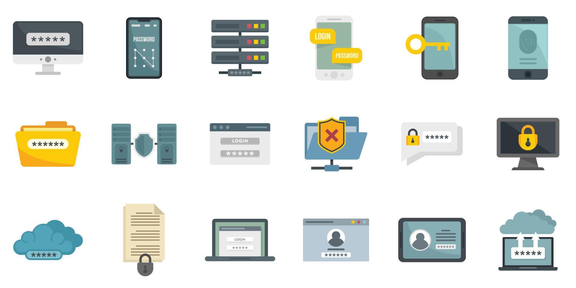 Multi-factor authentication icons set flat vector isolated 8846951 ...