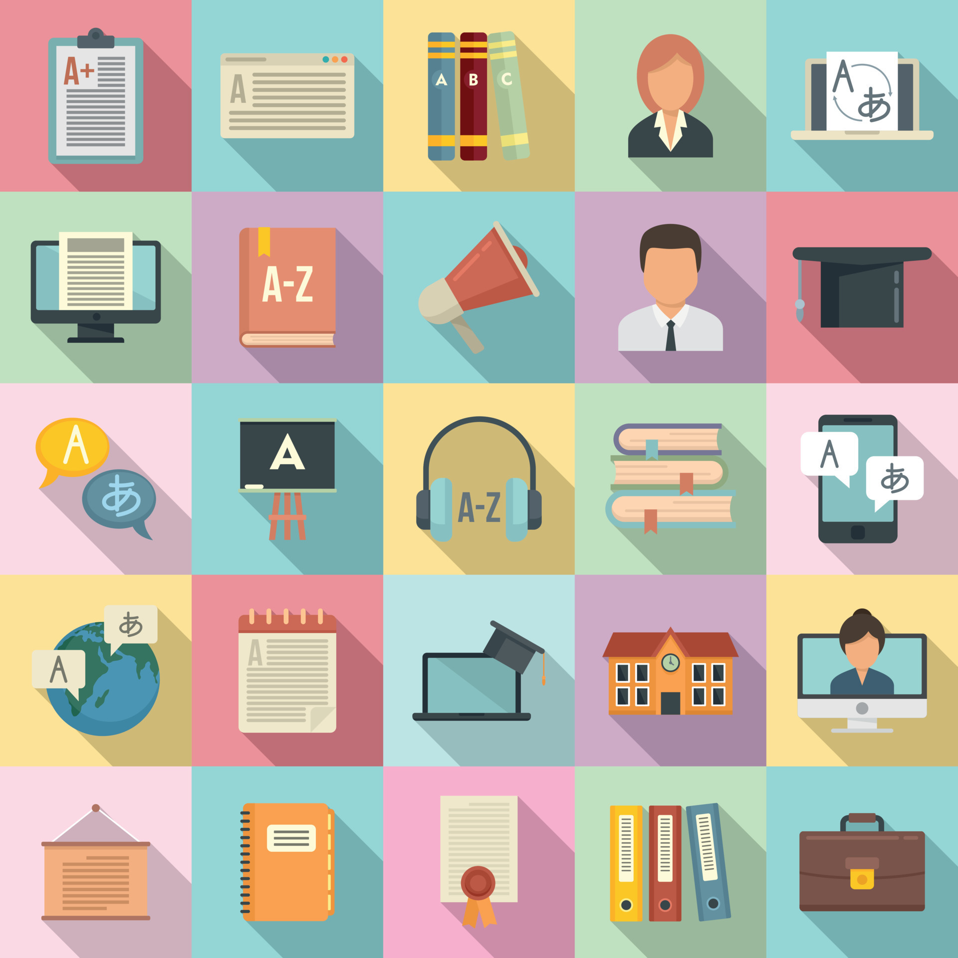 Foreign Language Teacher Icons Set Flat Style 8850145 Vector Art At foreign-language-teacher-icons-set-flat-style-8850145-vector-art-at