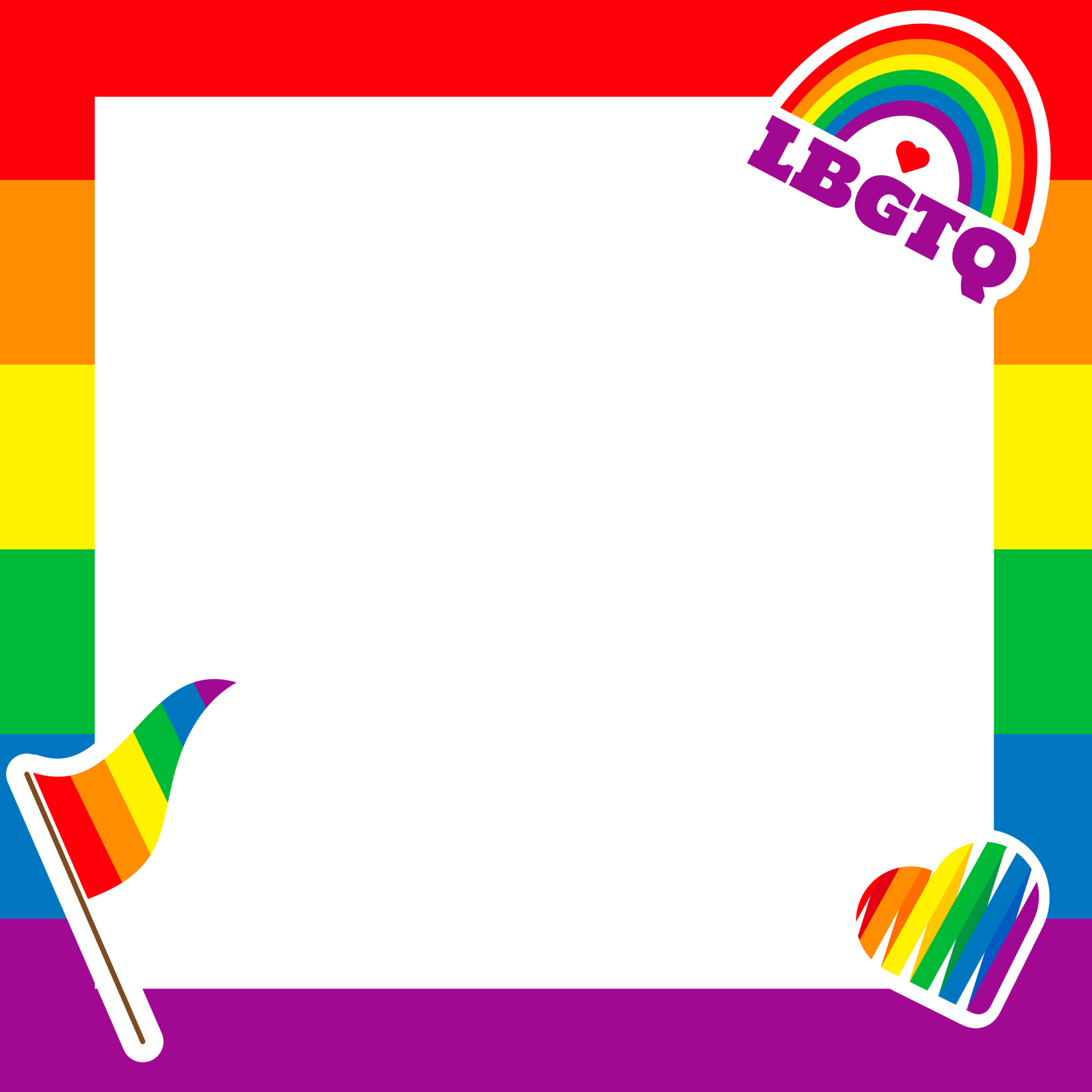 Pride Frame Lgbt Symbols Love Heart Flag In Rainbow Colours Gay