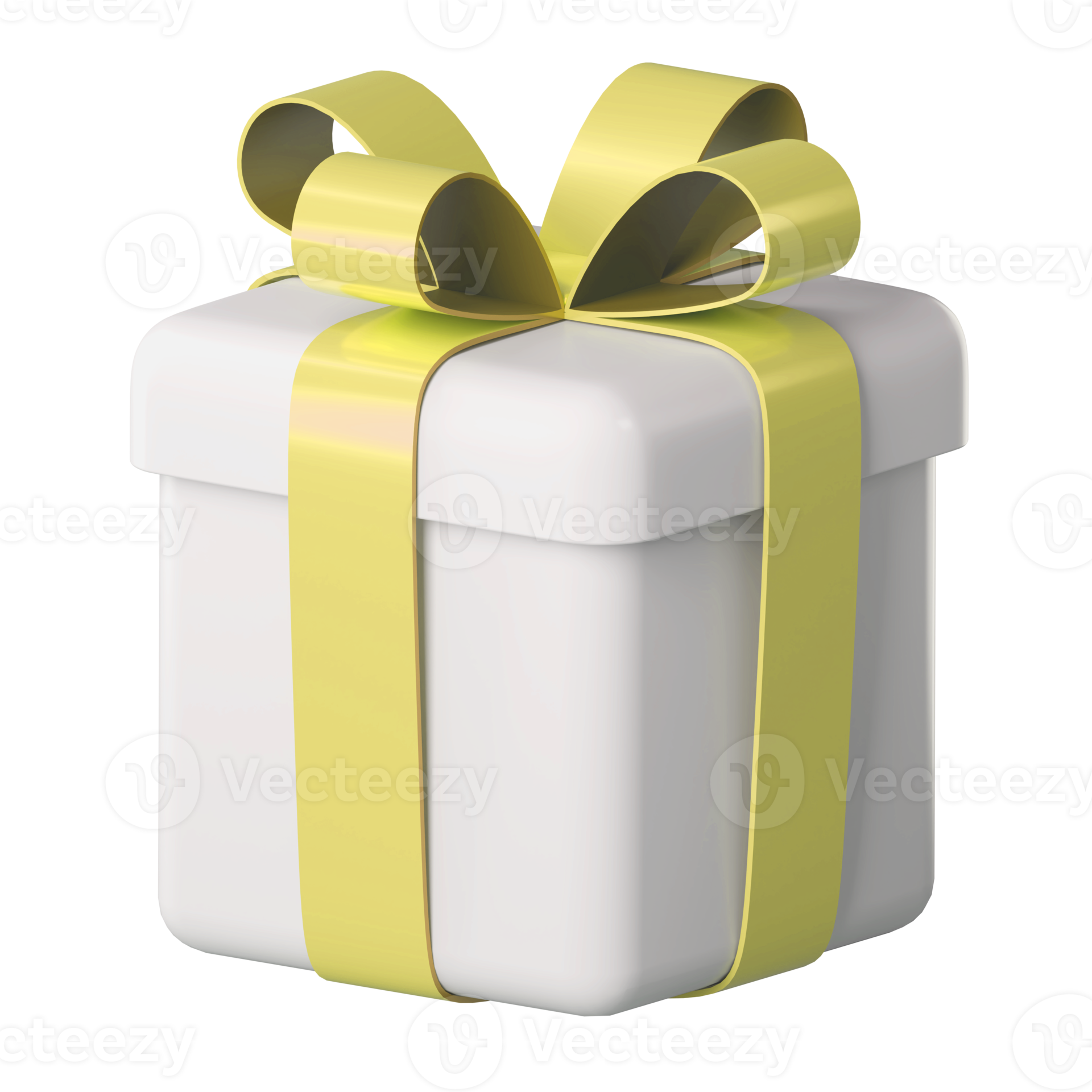 Coffret Cadeau Blanc 3d Réaliste Avec Noeud De Ruban Brillant Doré
