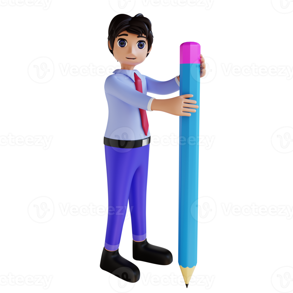 3D Character holding a pencil 8854234 PNG 3D Character holding a pencil 8854234 PNG