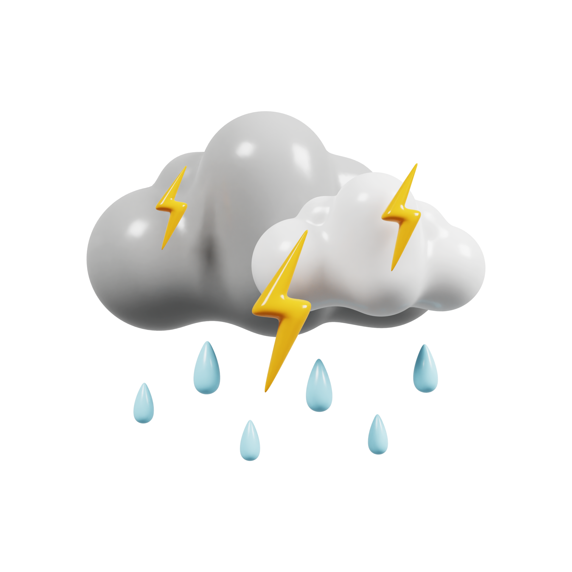 Thunderstorm Rain Icon Weather Forecast Meteorological Sign 3d