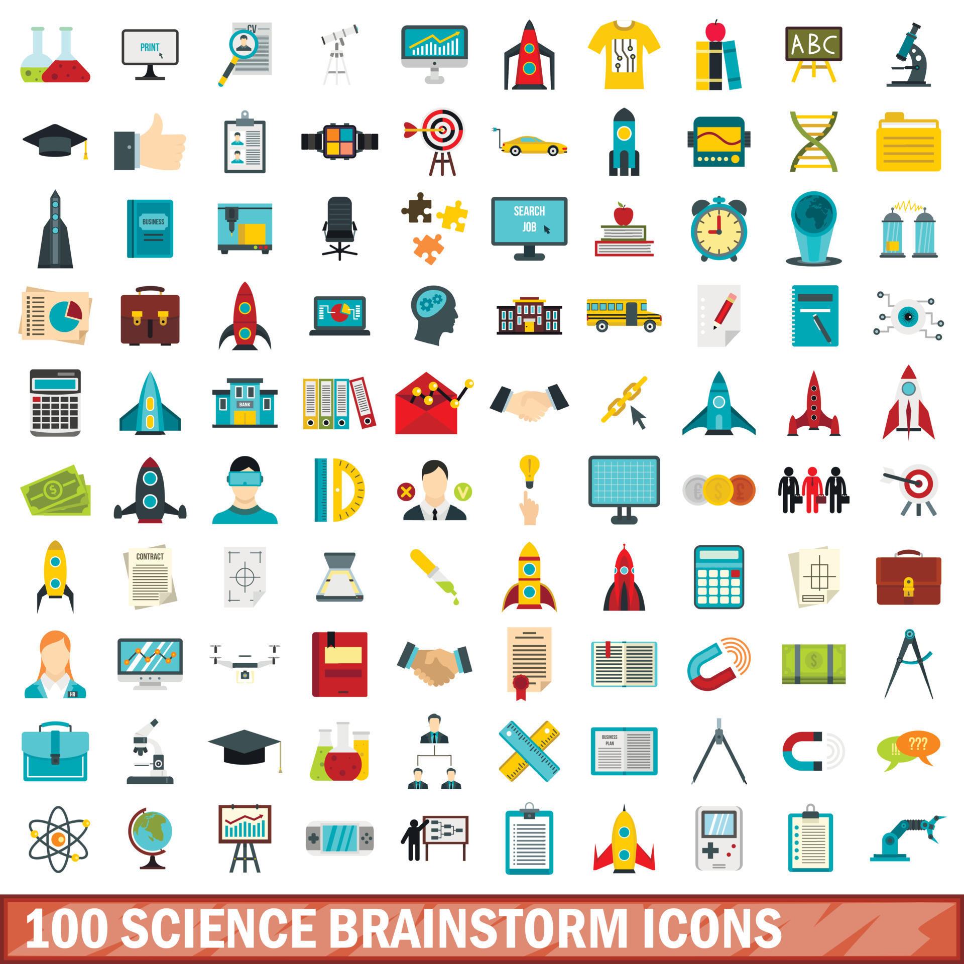 100 science brainstorm icons set, flat style 8855953 Vector Art at Vecteezy 100 science brainstorm icons set, flat style 8855953 Vector Art at Vecteezy