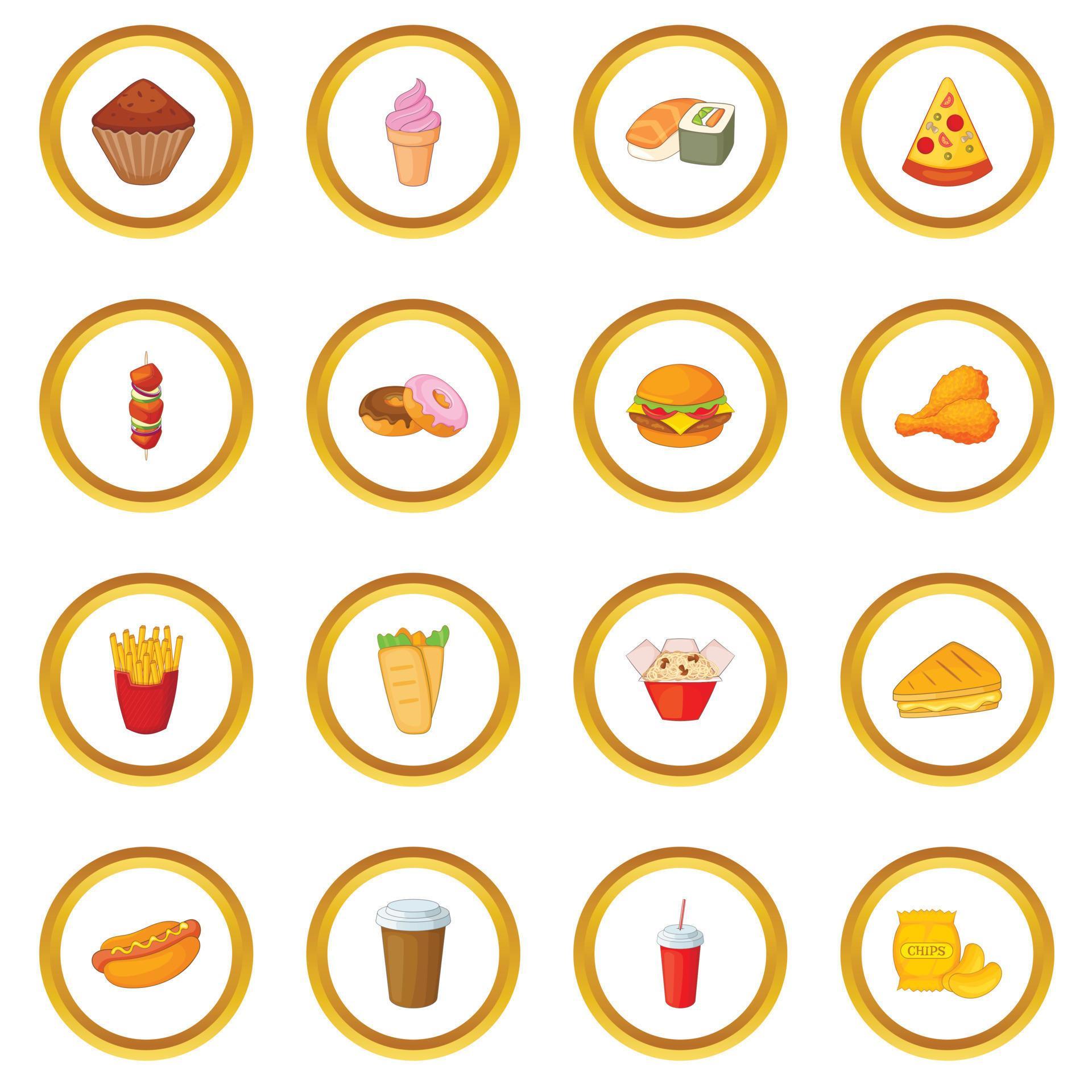 Fast food icons circle 8856711 Vector Art at Vecteezy