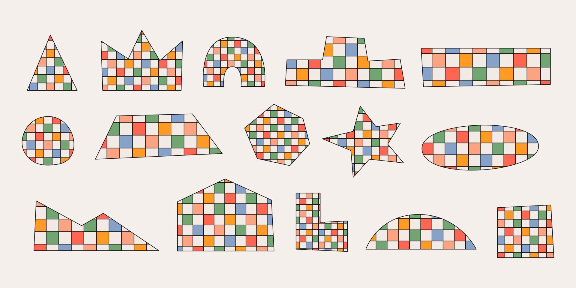 Vector set of abstract geometric shapes, figures with colorful ...