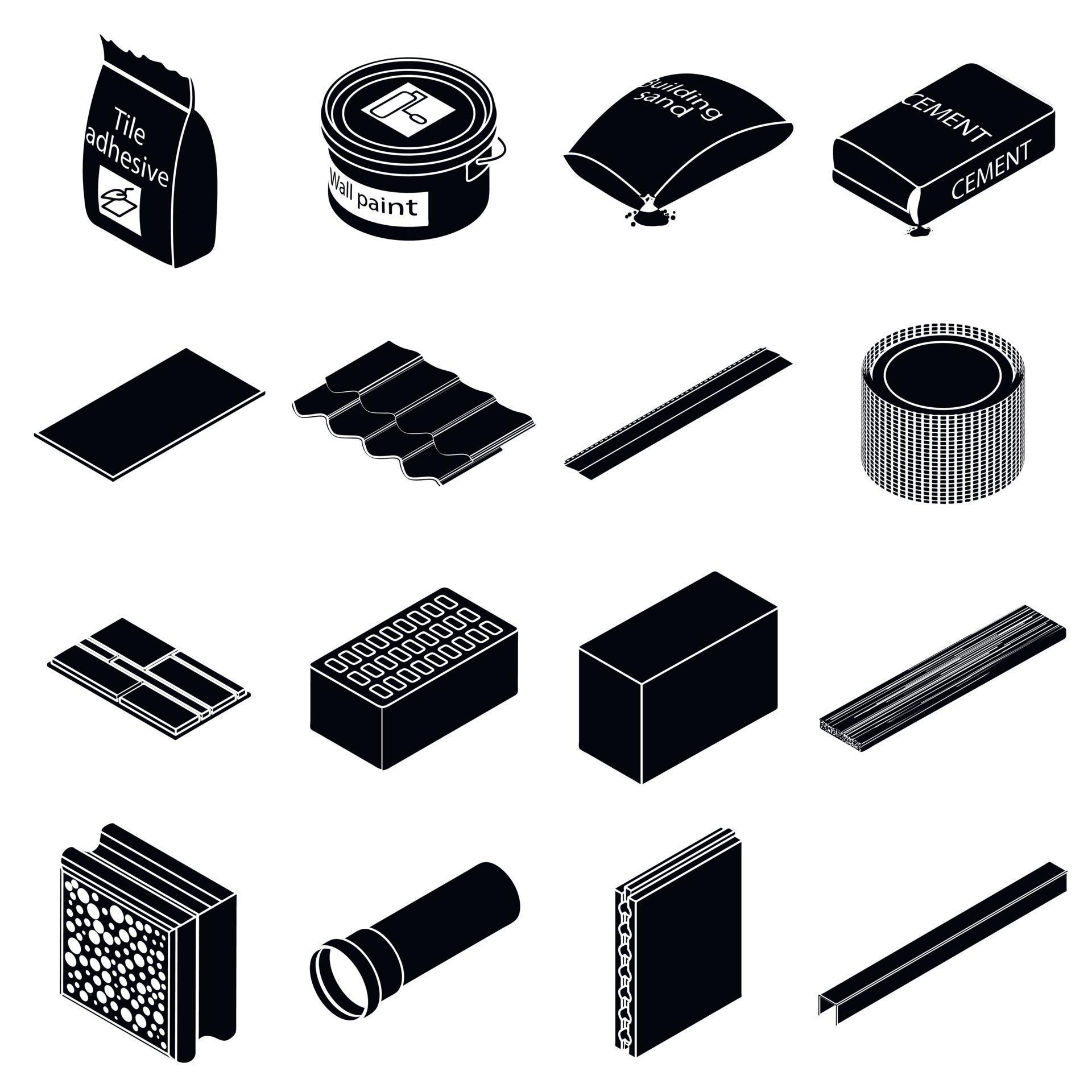 Building materials icons set, simple style 8857168 Vector Art at Vecteezy Building materials icons set, simple style 8857168 Vector Art at Vecteezy