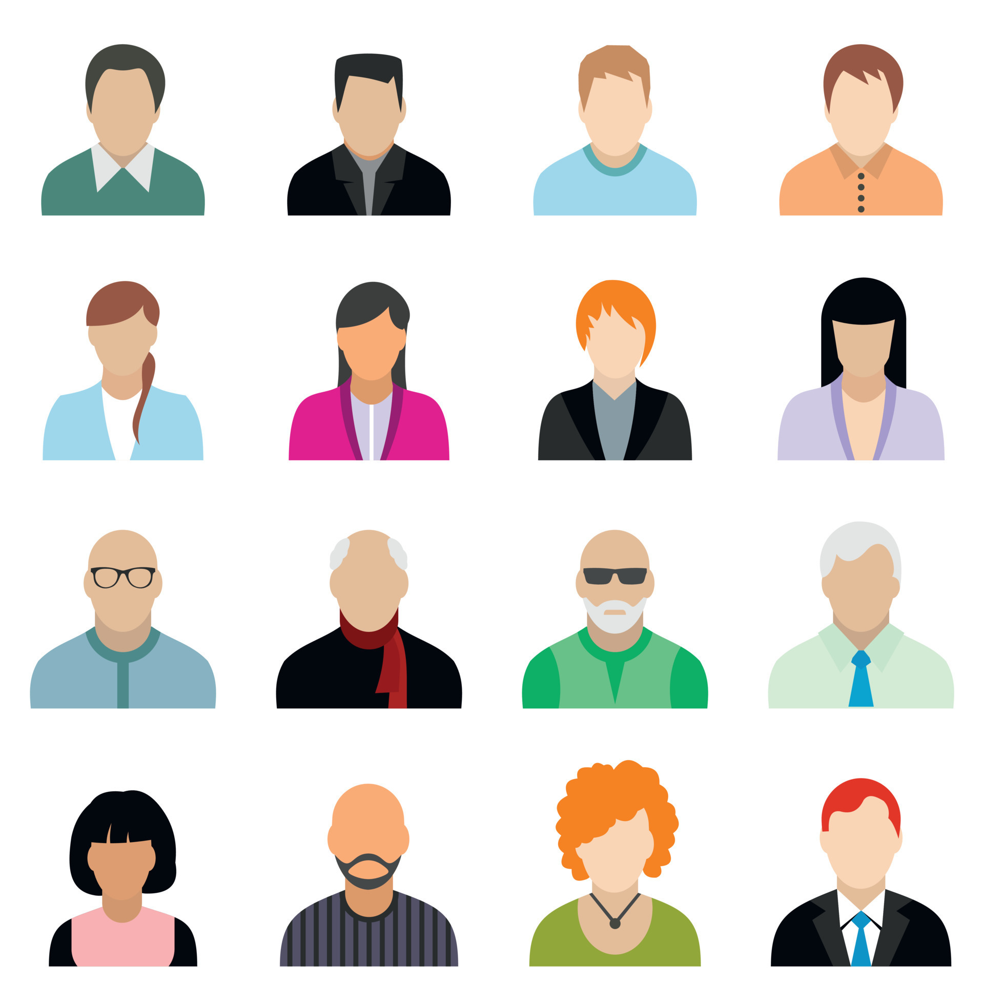 16 characters flat icons set 8857479 Vector Art at Vecteezy