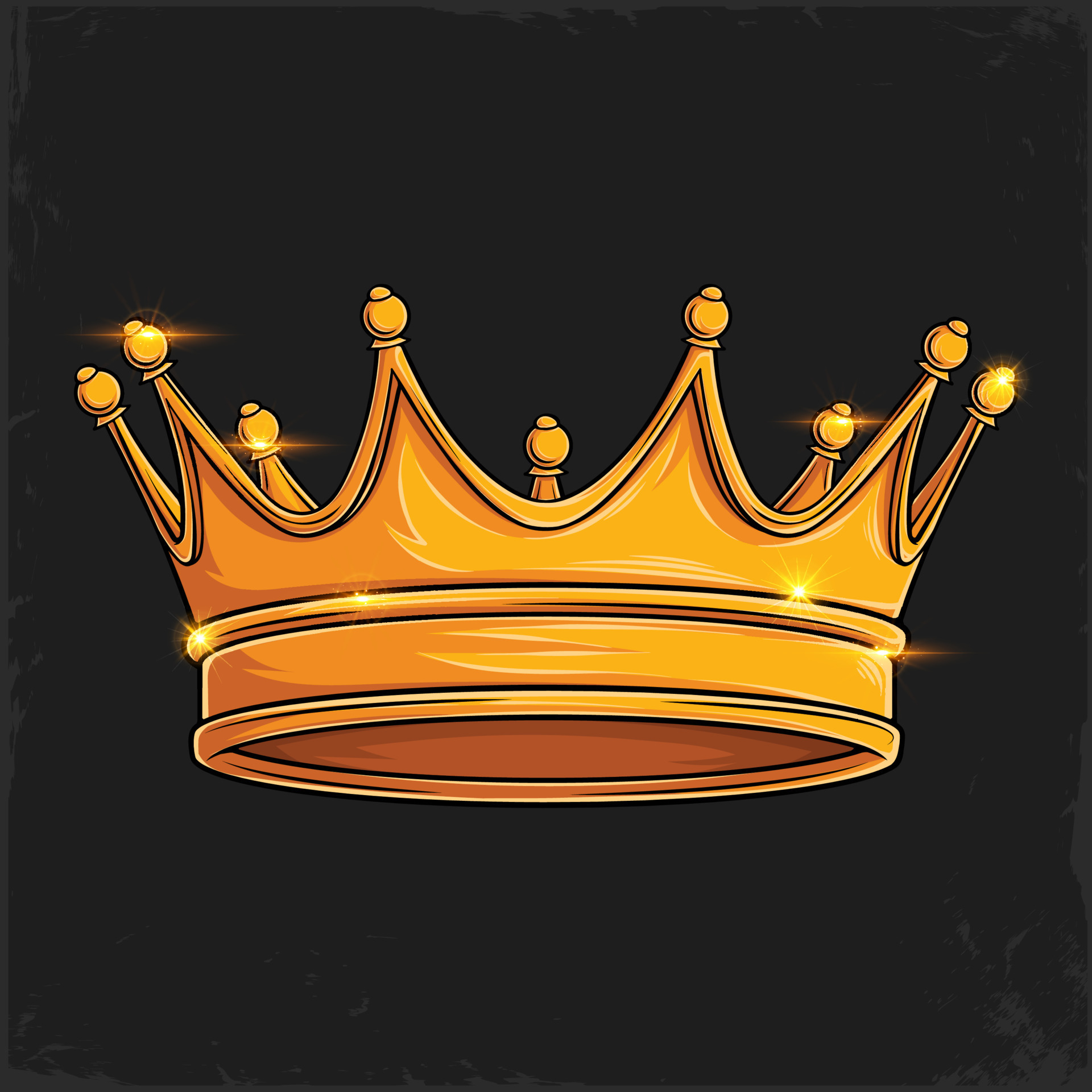 Hand Drawn Golden Majestic Crown Prince And Princess Royal Crown