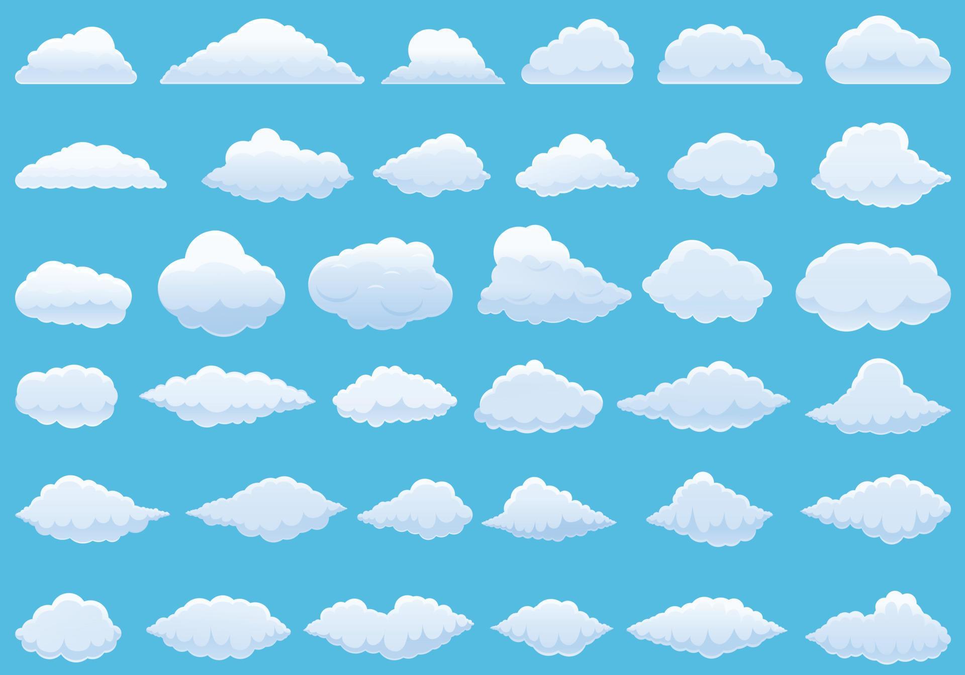 Cloud icons set, cartoon style 8863358 Vector Art at Vecteezy
