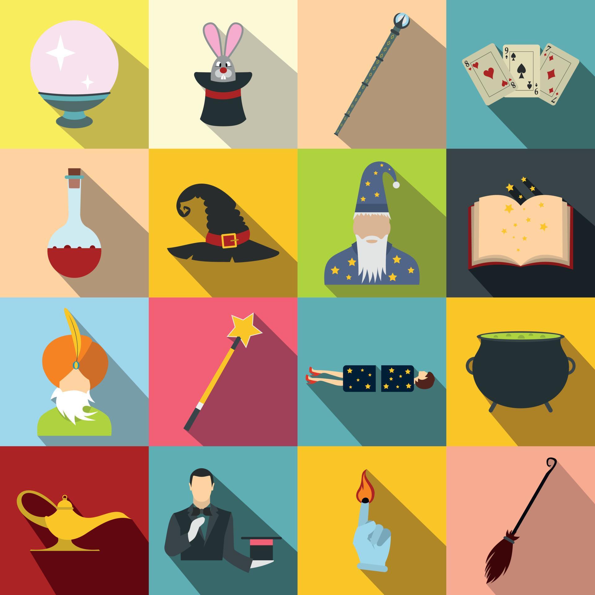 Magic flat icons set 8864082 Vector Art at Vecteezy