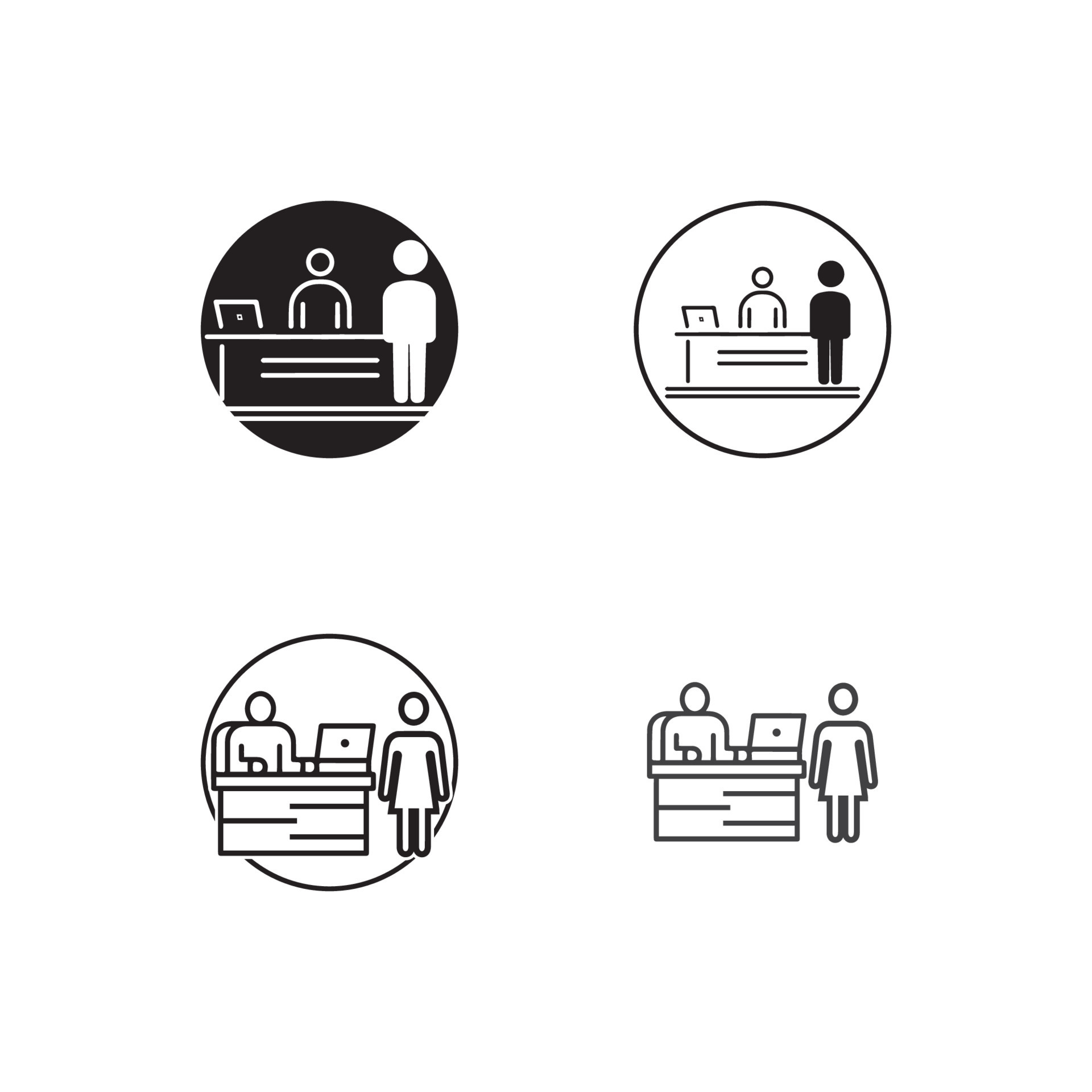 Registration desk vector , Customer service desk icon , Ticket counter ... Registration desk vector , Customer service desk icon , Ticket counter ...