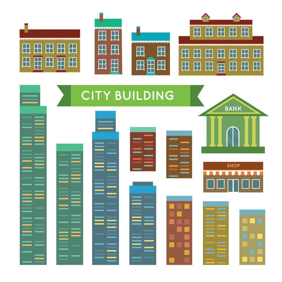 City buildings set 8864566 Vector Art at Vecteezy