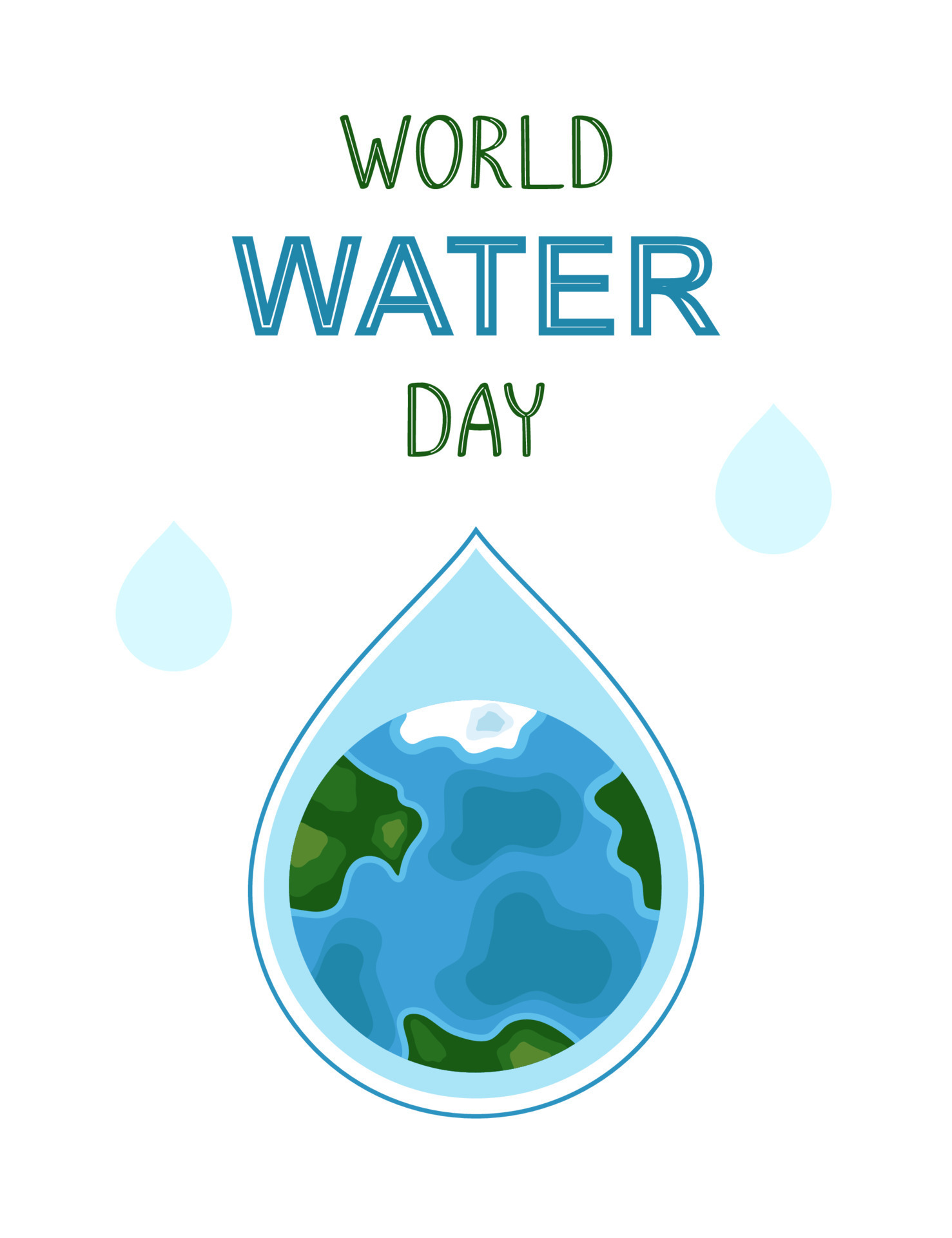 World Water Day Vector Banner Planet Earth In The Blue Drop And Text