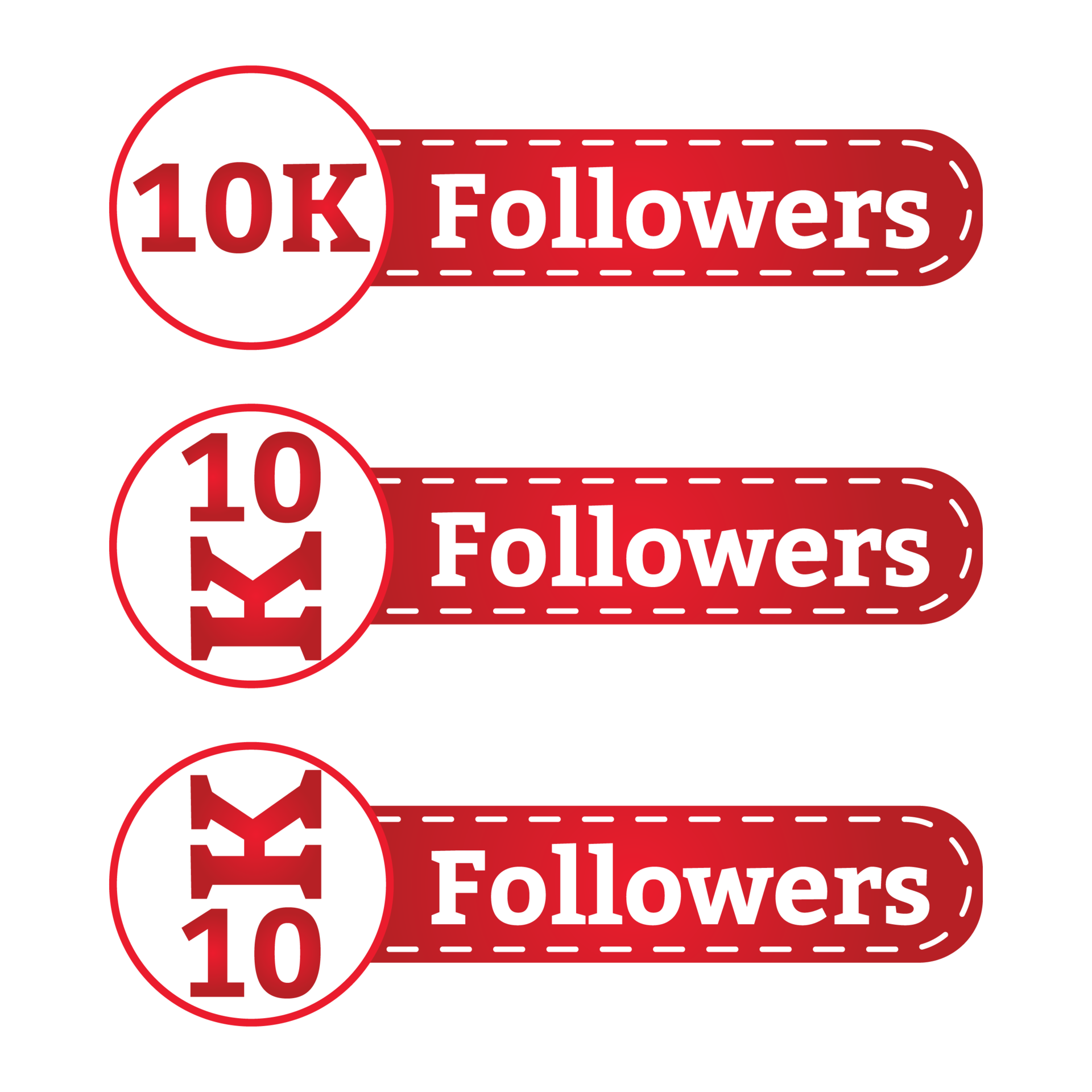 10k Followers Badge Collection Social Media Follower Button With Red