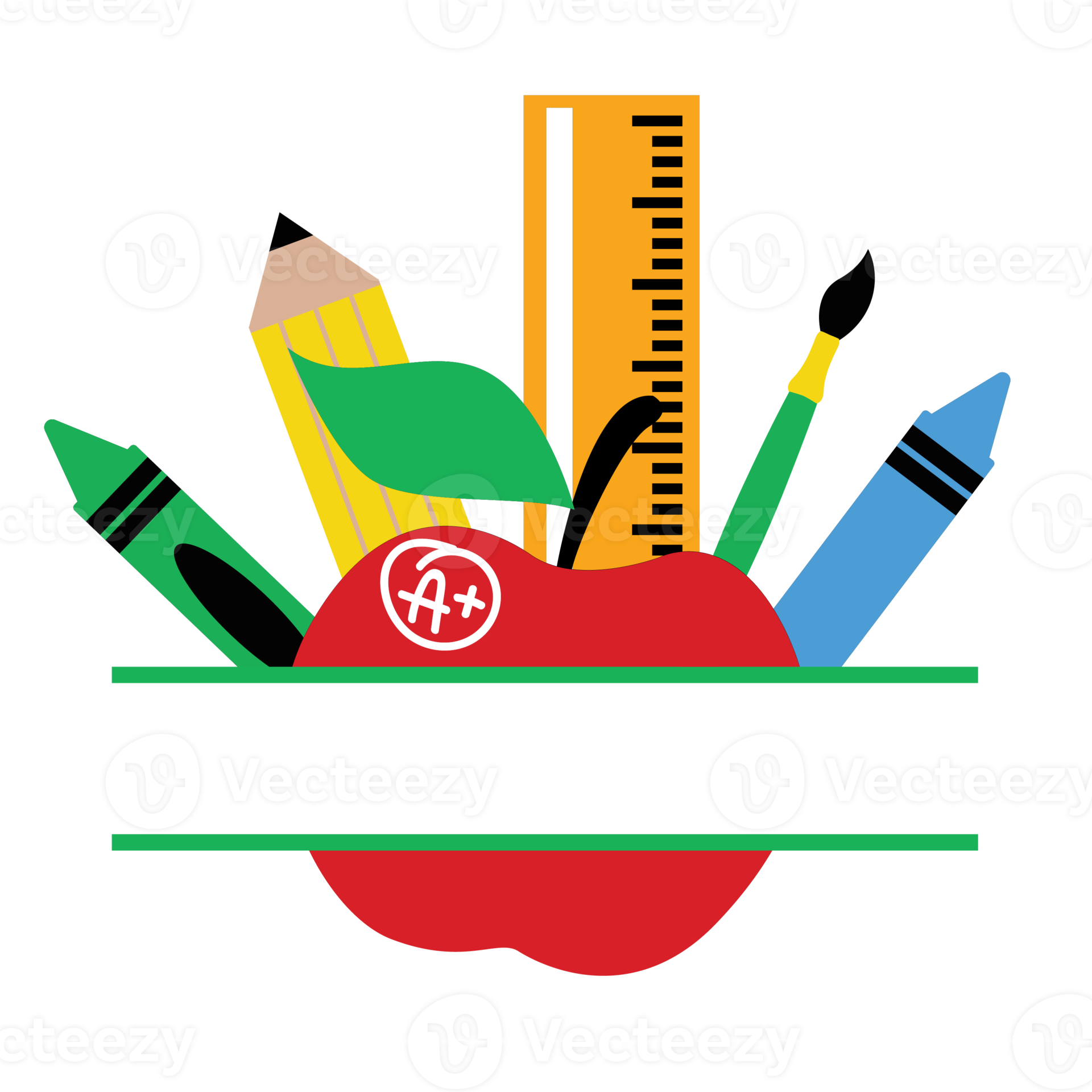 Teacher School Supplies Split Monogram 8879599 Png