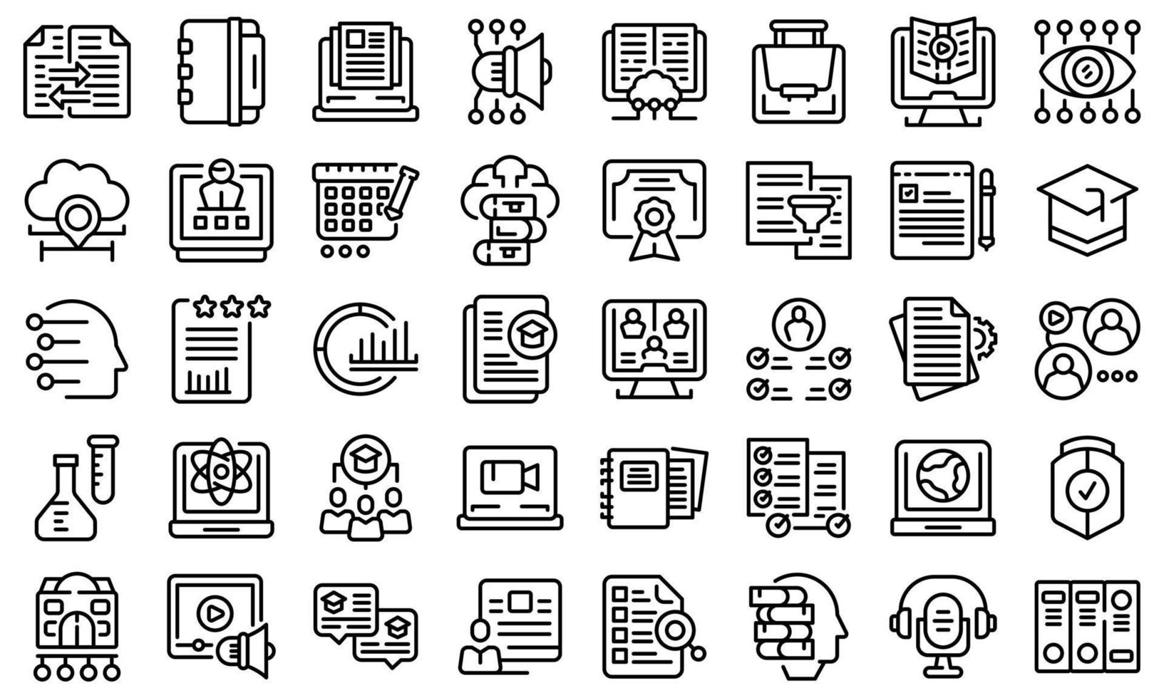 Learning management system icons set outline vector. Laptop machine ... Learning management system icons set outline vector. Laptop machine ...