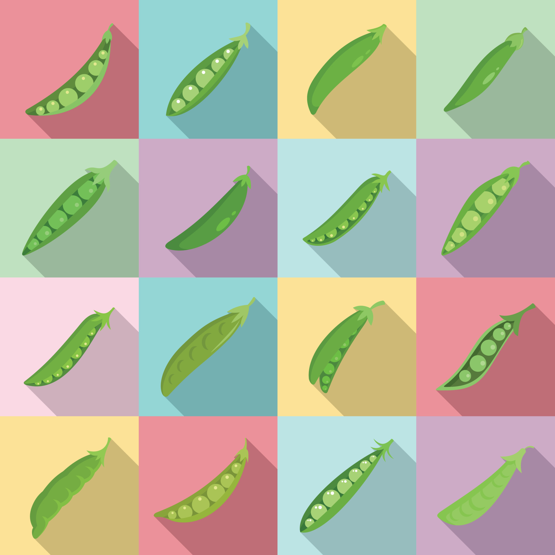 Peas icons set, flat style 8881423 Vector Art at Vecteezy