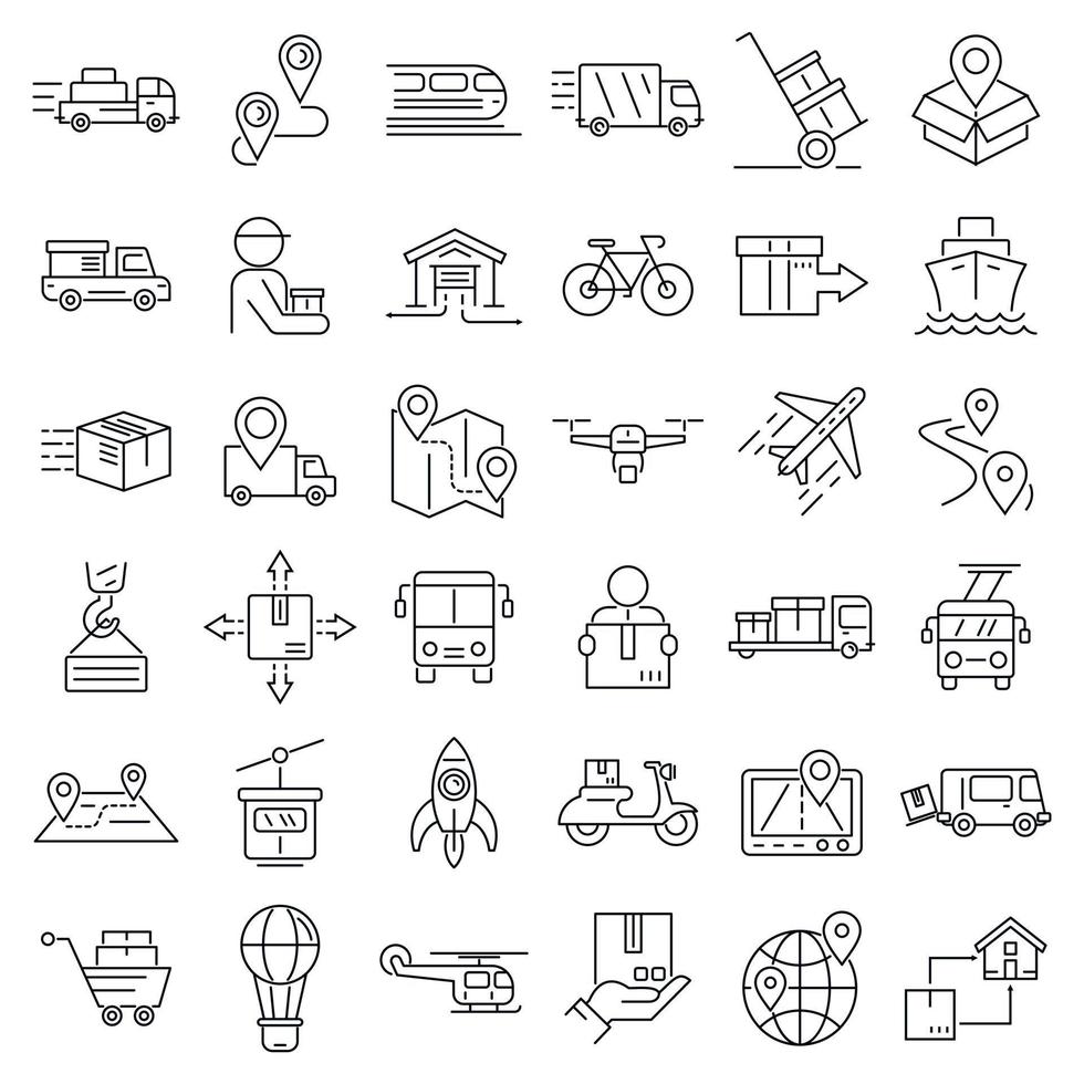 Relocation Icons Set Outline Style 8882918 Vector Art At Vecteezy