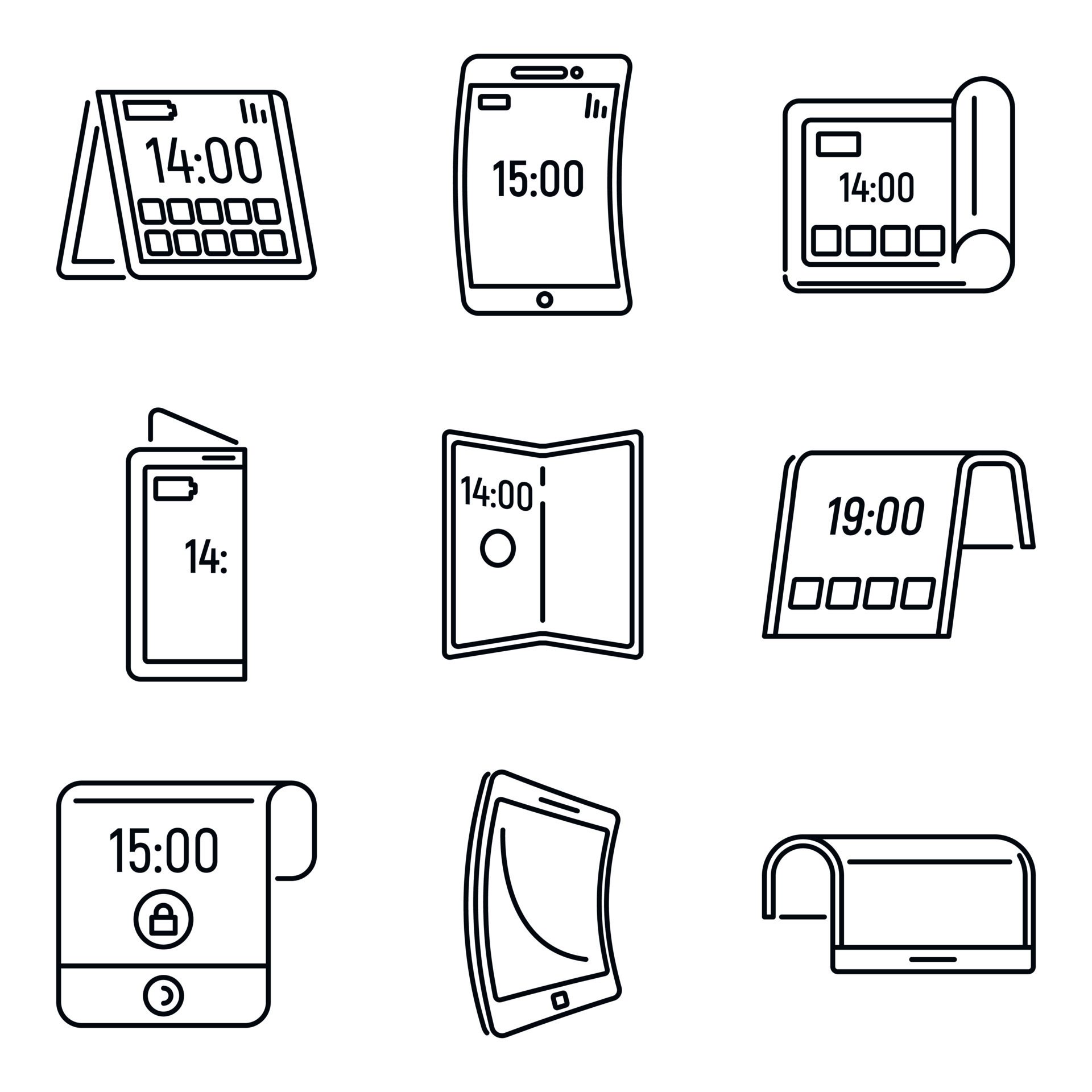 Modern flexible display icons set, outline style 8883035 Vector Art at ... Modern flexible display icons set, outline style 8883035 Vector Art at ...