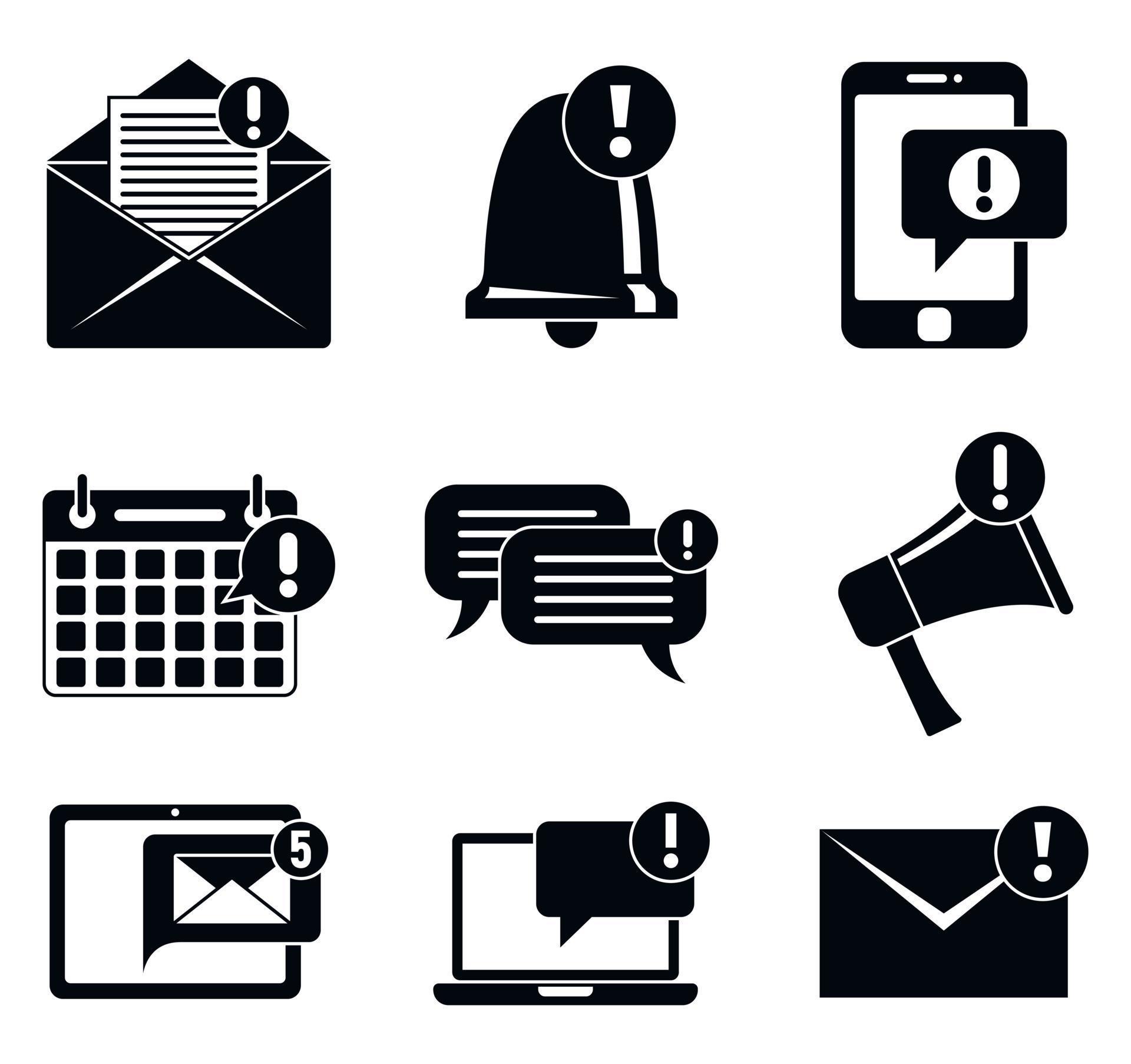 Notification message icons set, simple style 8883190 Vector Art at Vecteezy
