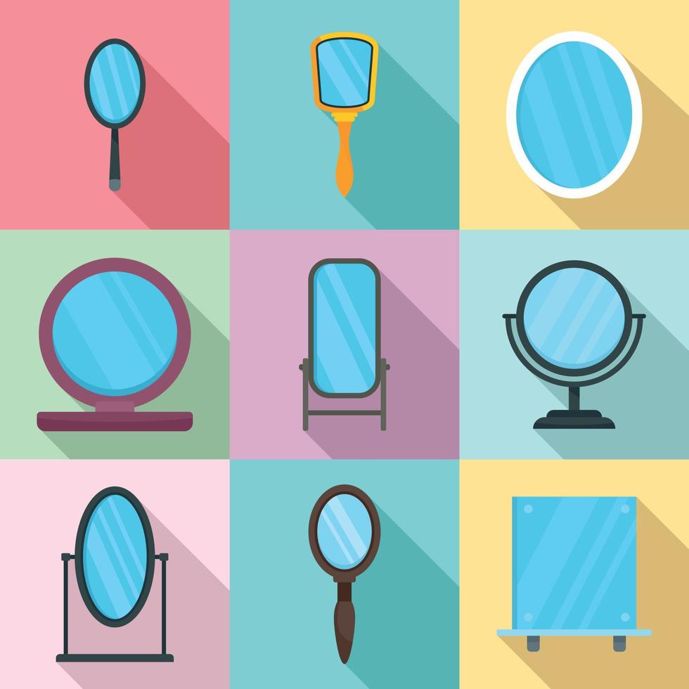 Mirror icons set, flat style 8883383 Vector Art at Vecteezy Mirror icons set, flat style 8883383 Vector Art at Vecteezy