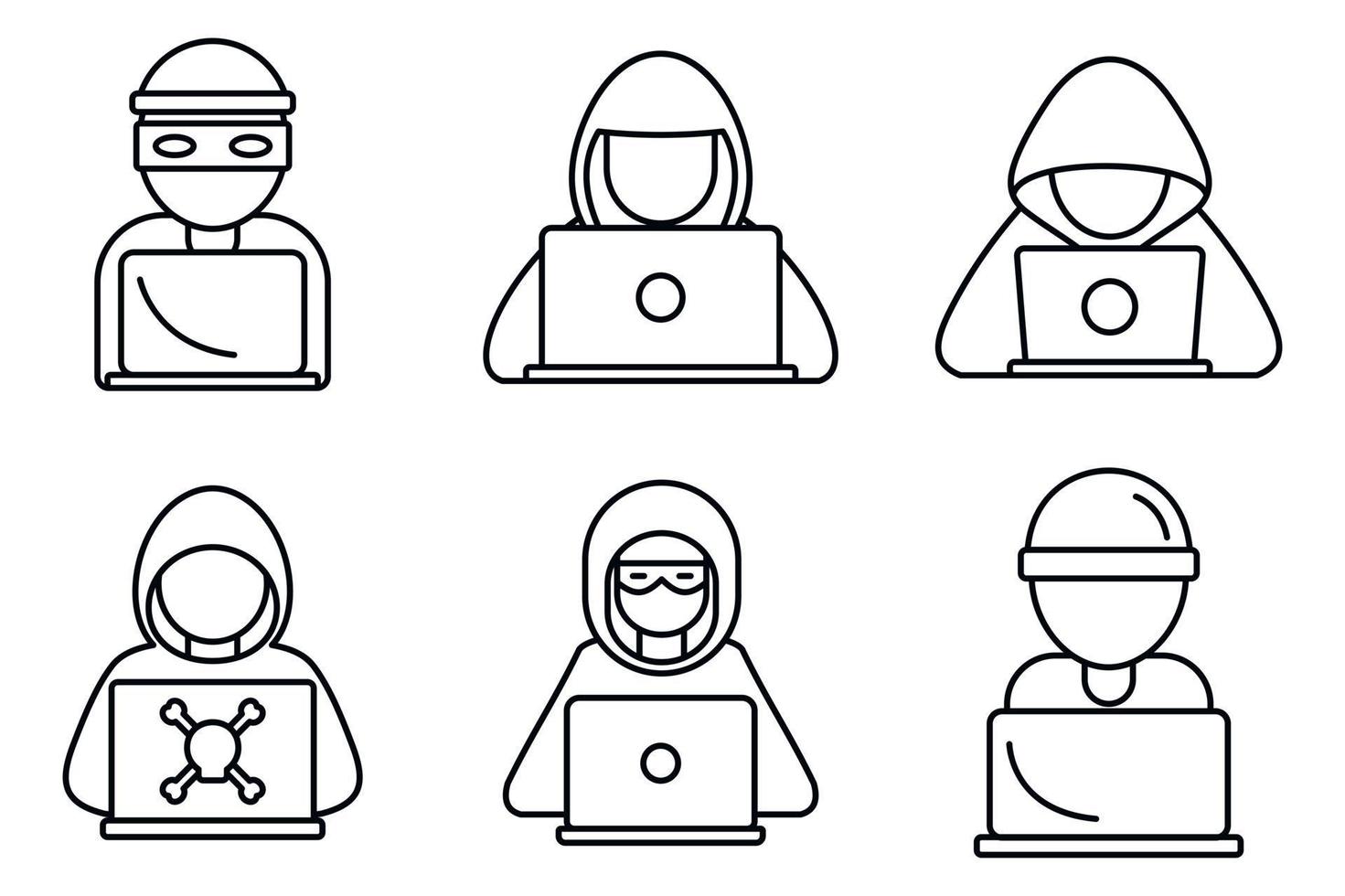 Cyber Hacker Icons Set Outline Style 8883489 Vector Art At Vecteezy