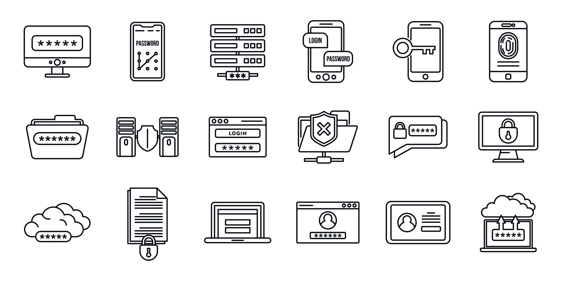 Online Multi Factor Authentication Icons Set Outline Style 8886420 Vector Art At Vecteezy