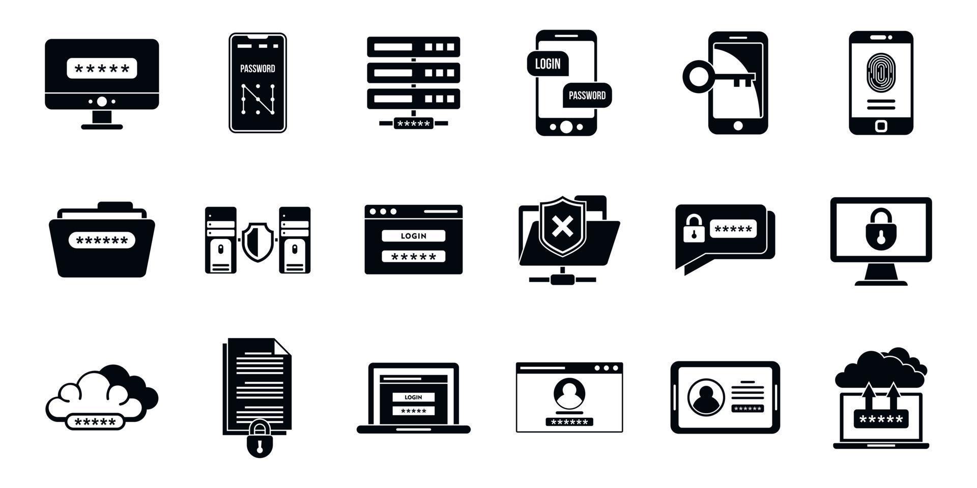 Account Multi Factor Authentication Icons Set Simple Style 8886421 Vector Art At Vecteezy