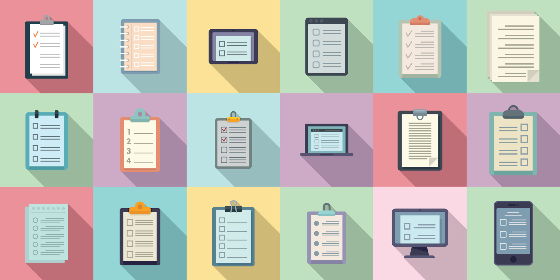 To-do list icons set, flat style 8886485 Vector Art at Vecteezy