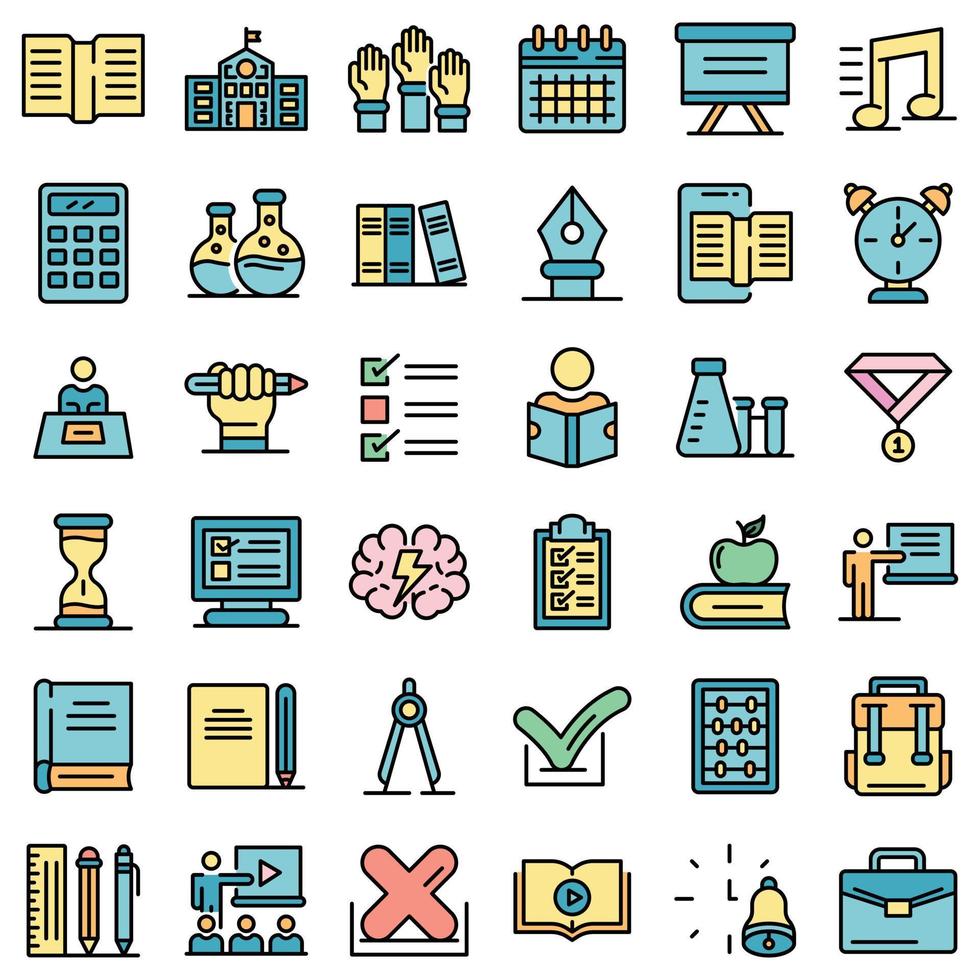 Lesson icons set vector flat 8886934 Vector Art at Vecteezy