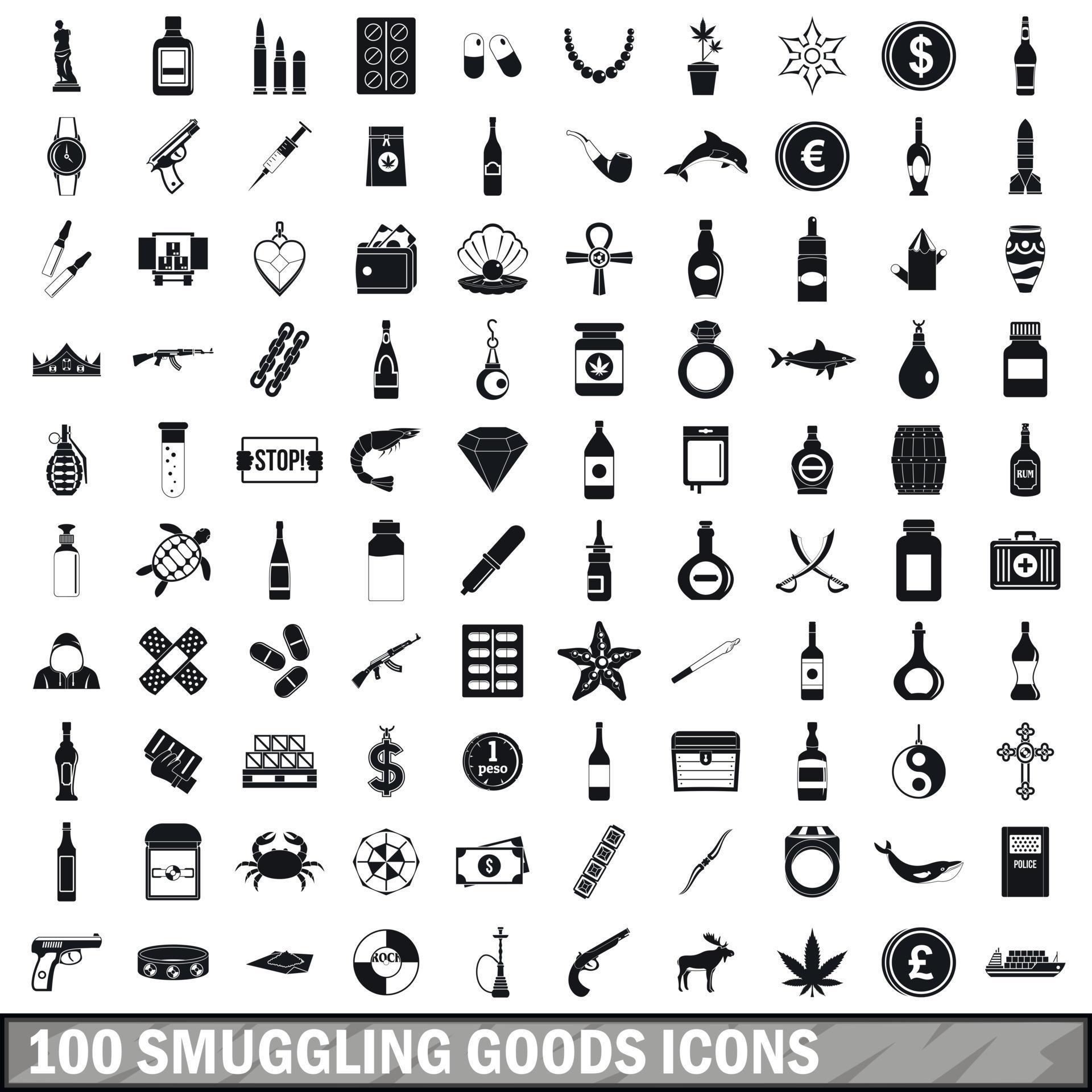 100 smuggling goods icons set, simple style 8887884 Vector Art at Vecteezy 100 smuggling goods icons set, simple style 8887884 Vector Art at Vecteezy
