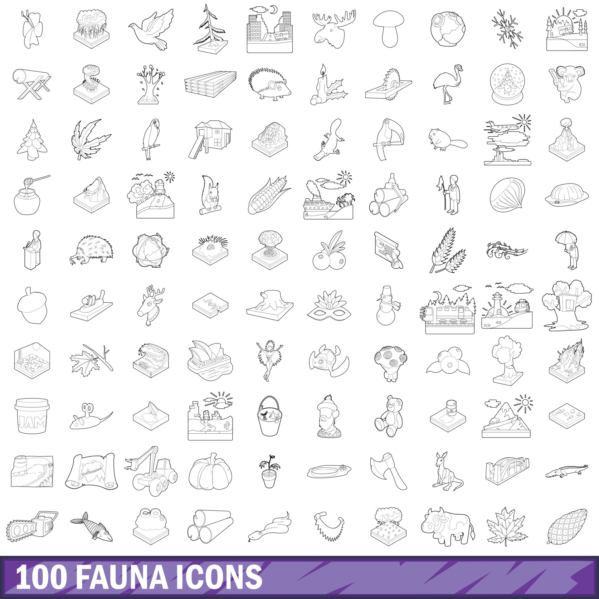 100 iconos de fauna, estilo de contorno 8887928 Vector en Vecteezy 100 iconos de fauna, estilo de contorno 8887928 Vector en Vecteezy