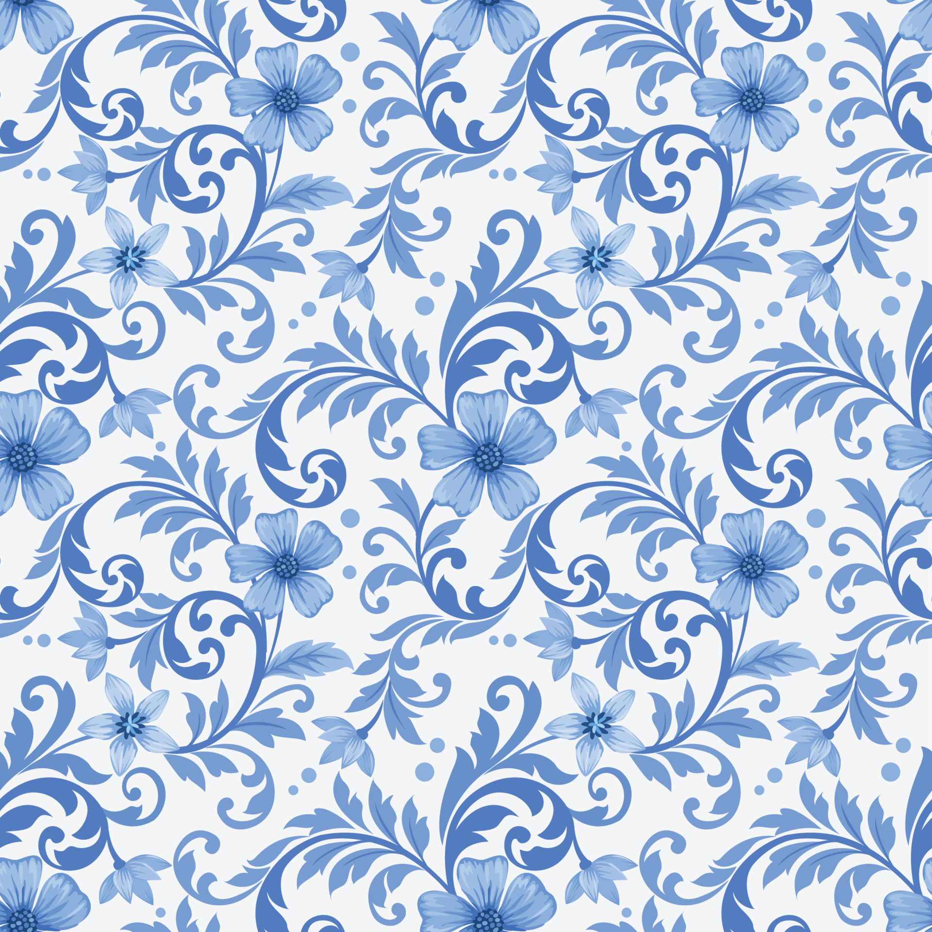 Abstract blue flowers ornament seamless pattern. 8888284 Vector Art at ...