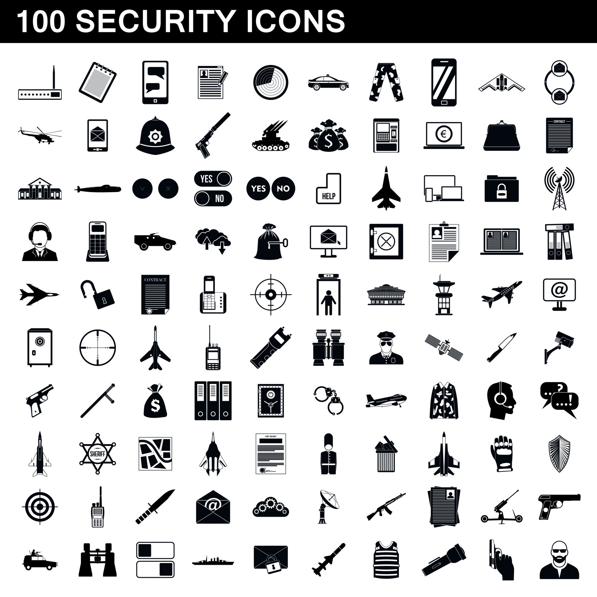 100 security icons set, simple style 8890715 Vector Art at Vecteezy