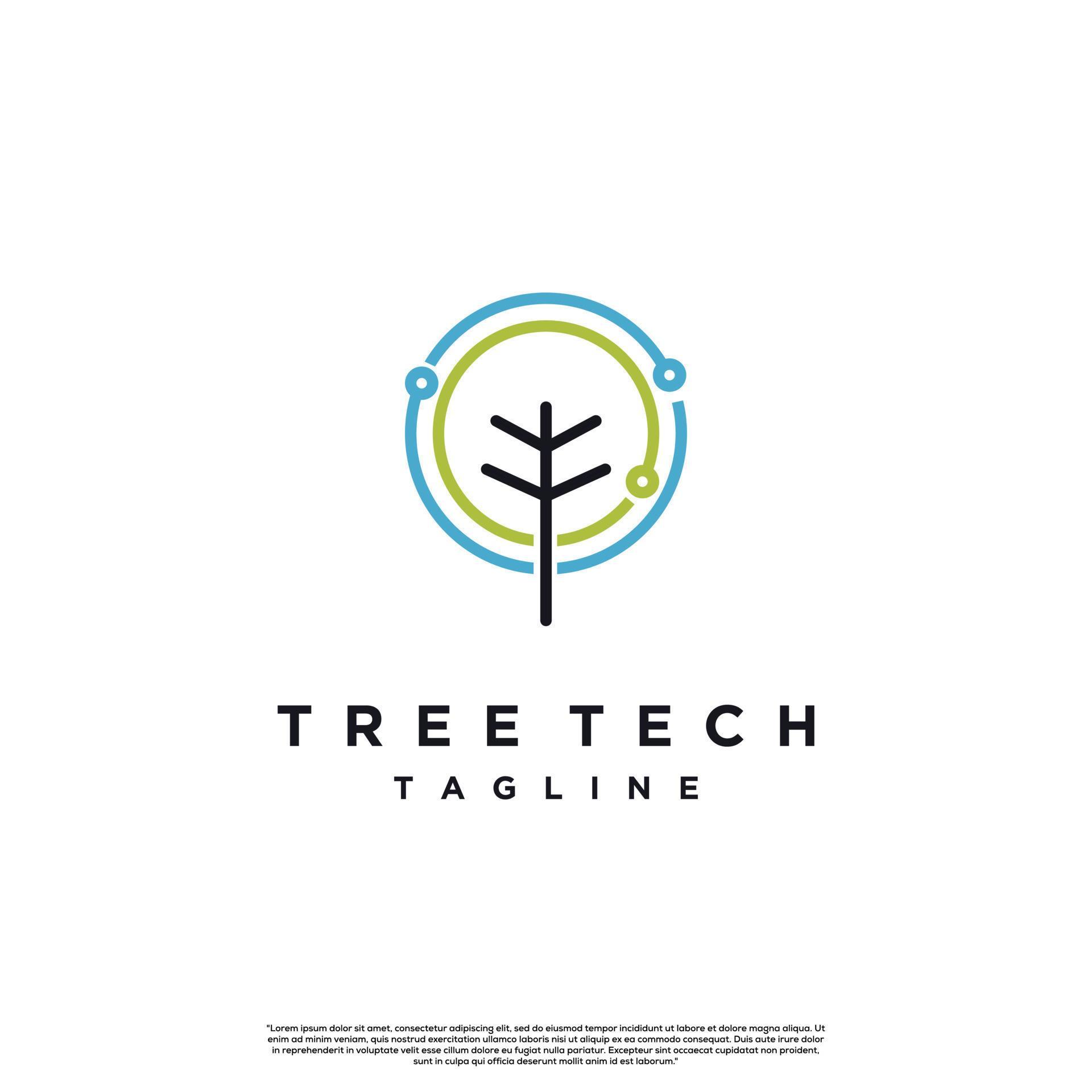 tech tree logo design concept modern. tree with technolgy element logo ...