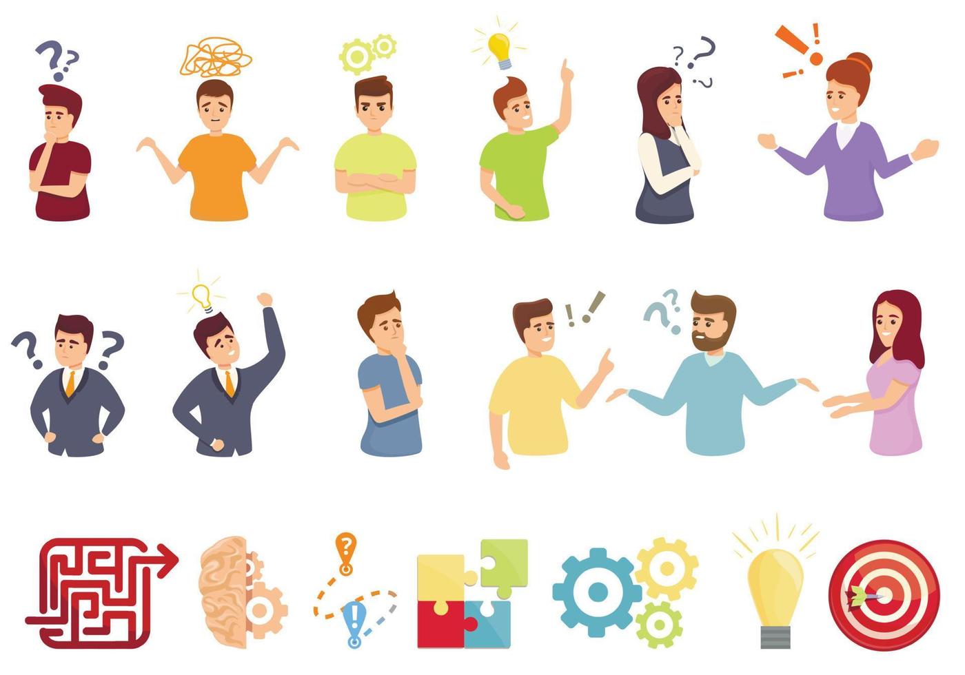 Problem solving icons set, cartoon style 8893369 Vector Art at Vecteezy