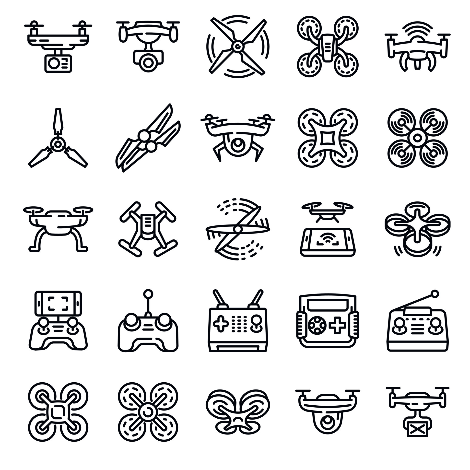Drone Icons Set Outline Style 8894202 Vector Art At Vecteezy