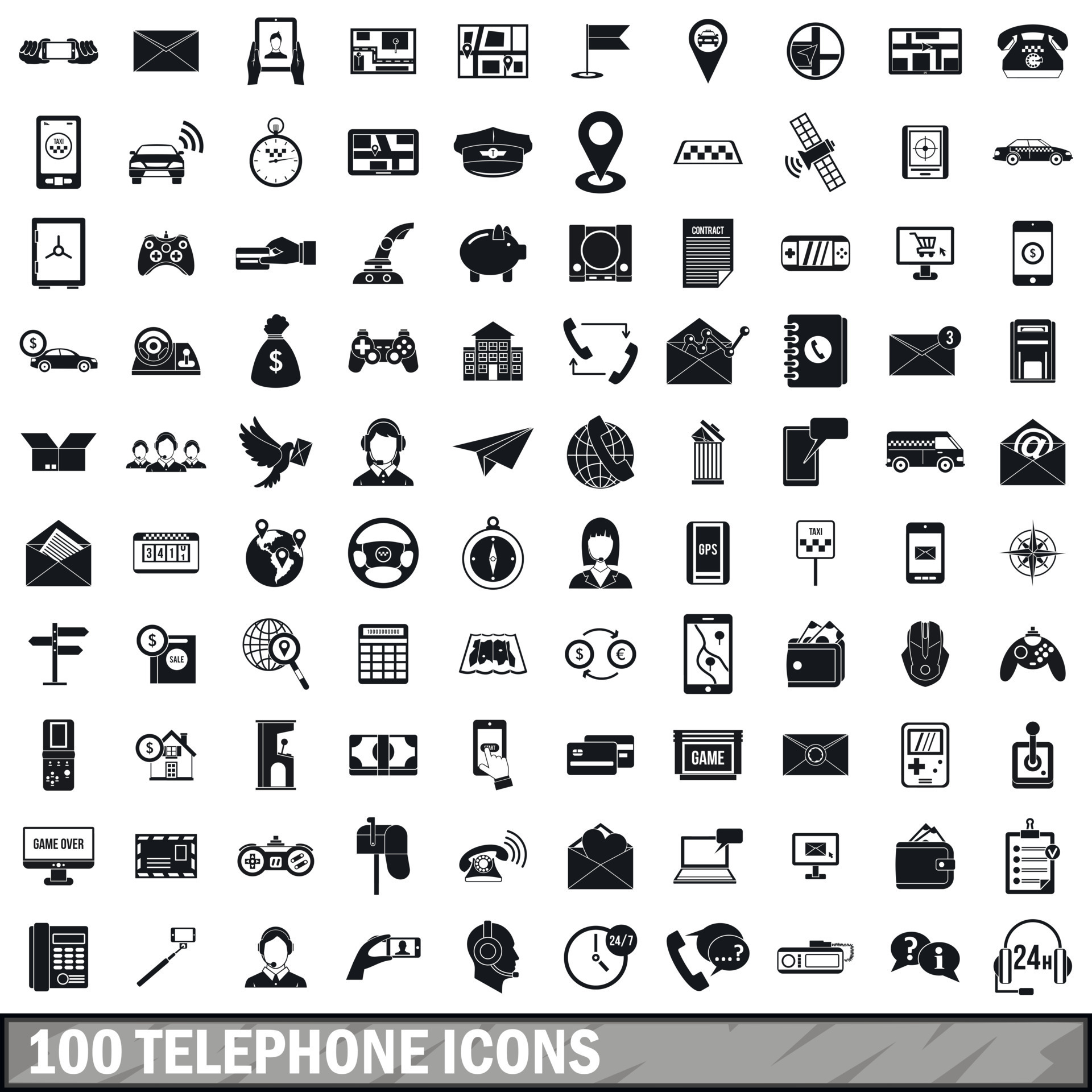 100 telephone icons set, simple style 8901478 Vector Art at Vecteezy