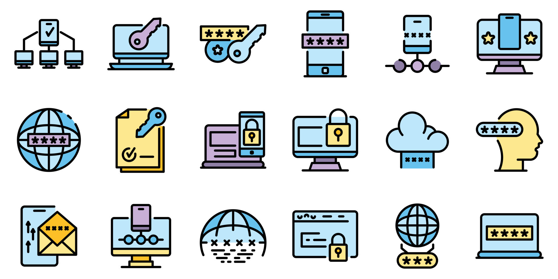 Multi Factor Authentication Icons Set Vector Flat 8904016 Vector Art At