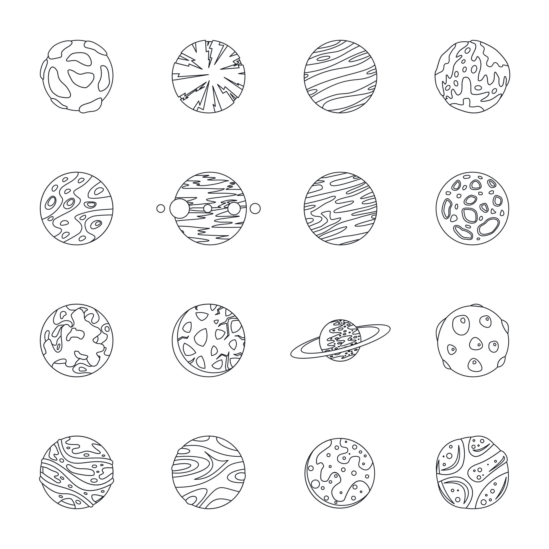 Fantastic planets icons set, outline style 8904390 Vector Art at Vecteezy