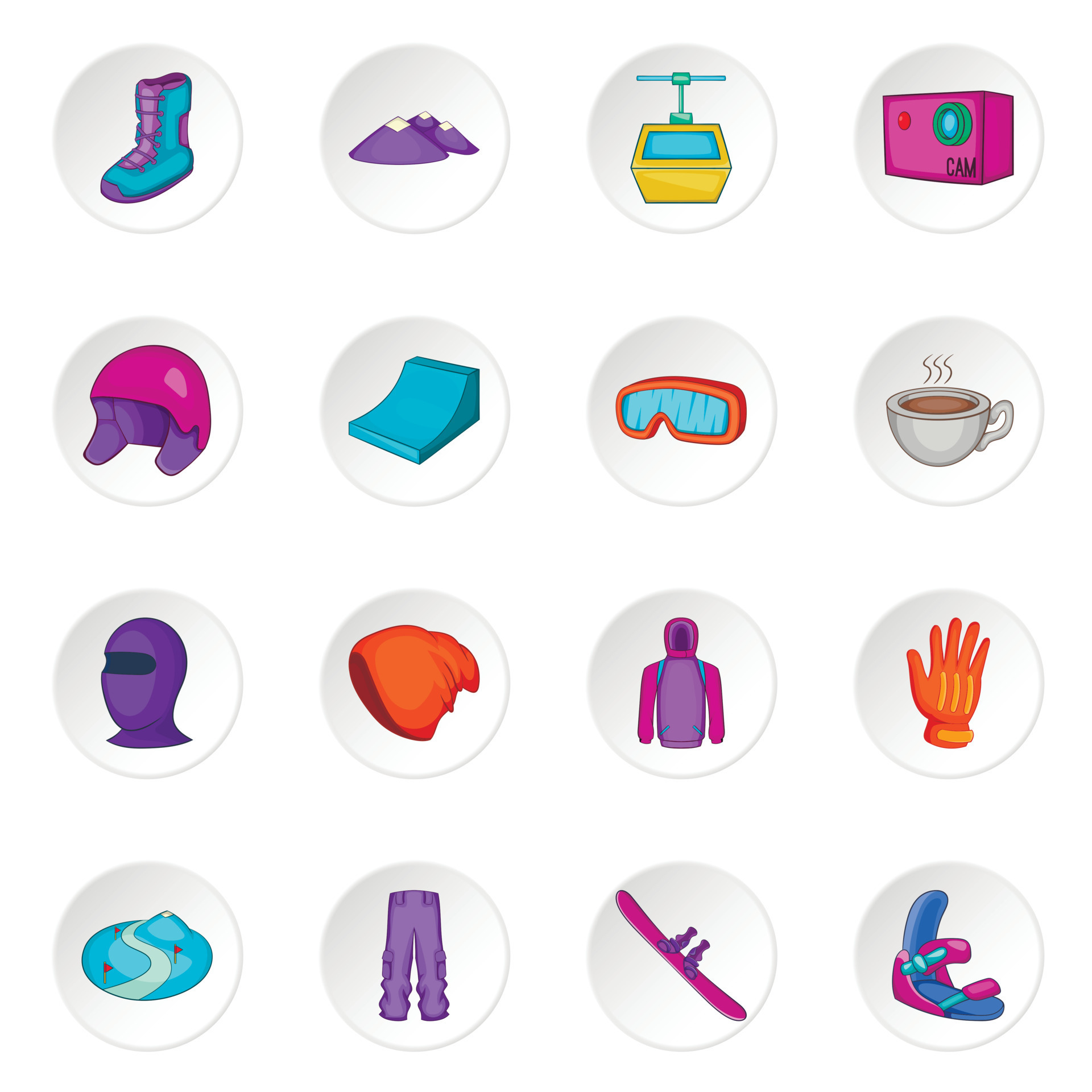 Snowboarding icons set 8910342 Vector Art at Vecteezy