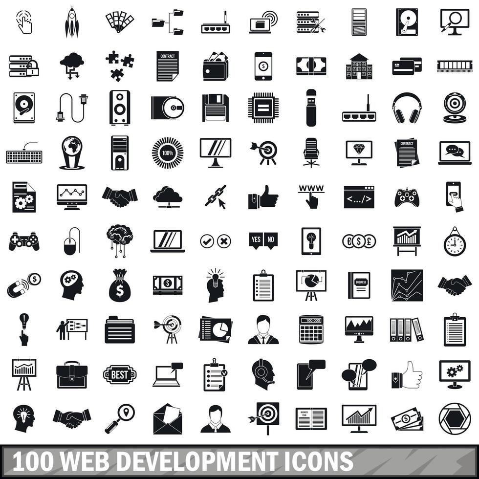 100 web development icons set, simple style 8910478 Vector Art at Vecteezy