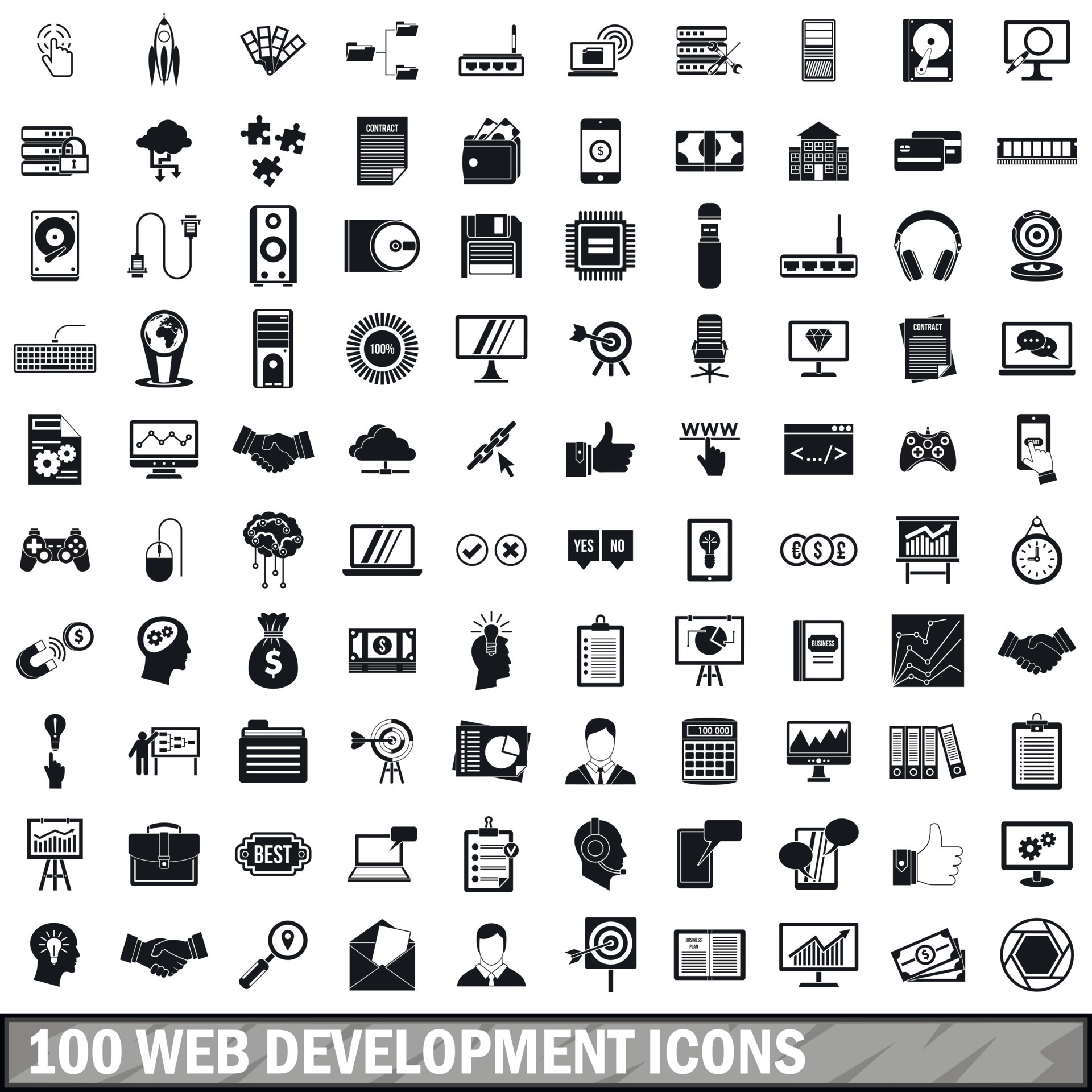 100 web development icons set, simple style 8910478 Vector Art at Vecteezy