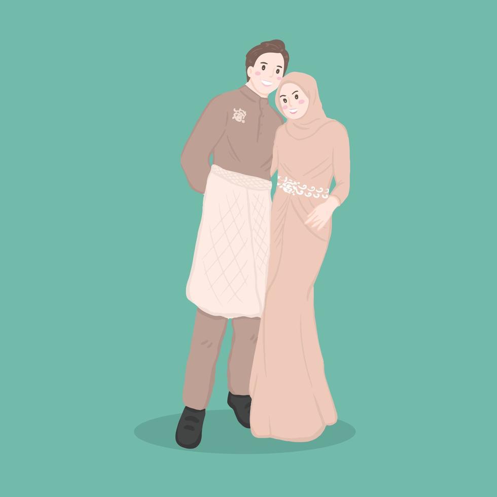 Muslim Wedding Couple Characters Bride And Groom In Muslim Style