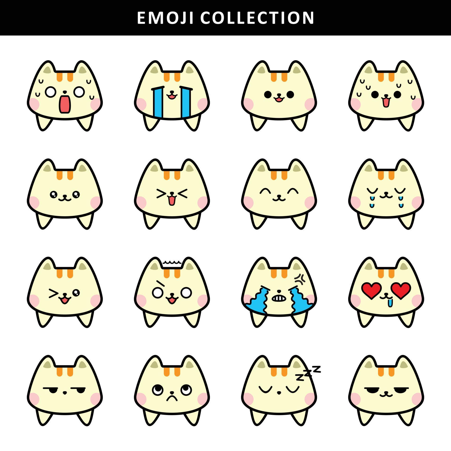 Cute Cat Emoji Collection 8913609 Vector Art at Vecteezy