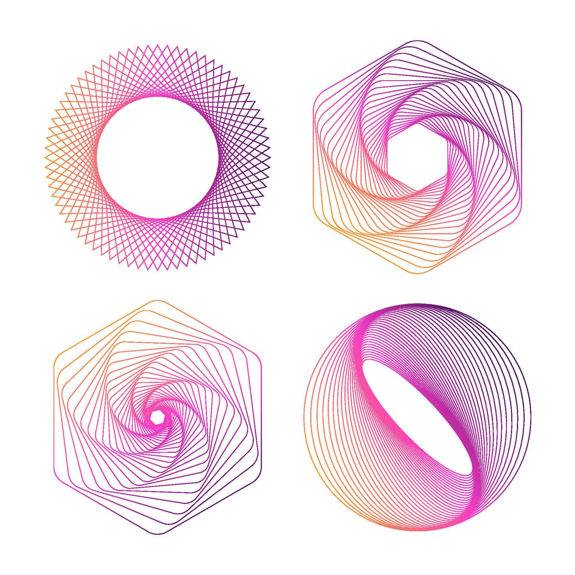 Abstract dynamic geometric shapes collection. Colorful linear waves ...