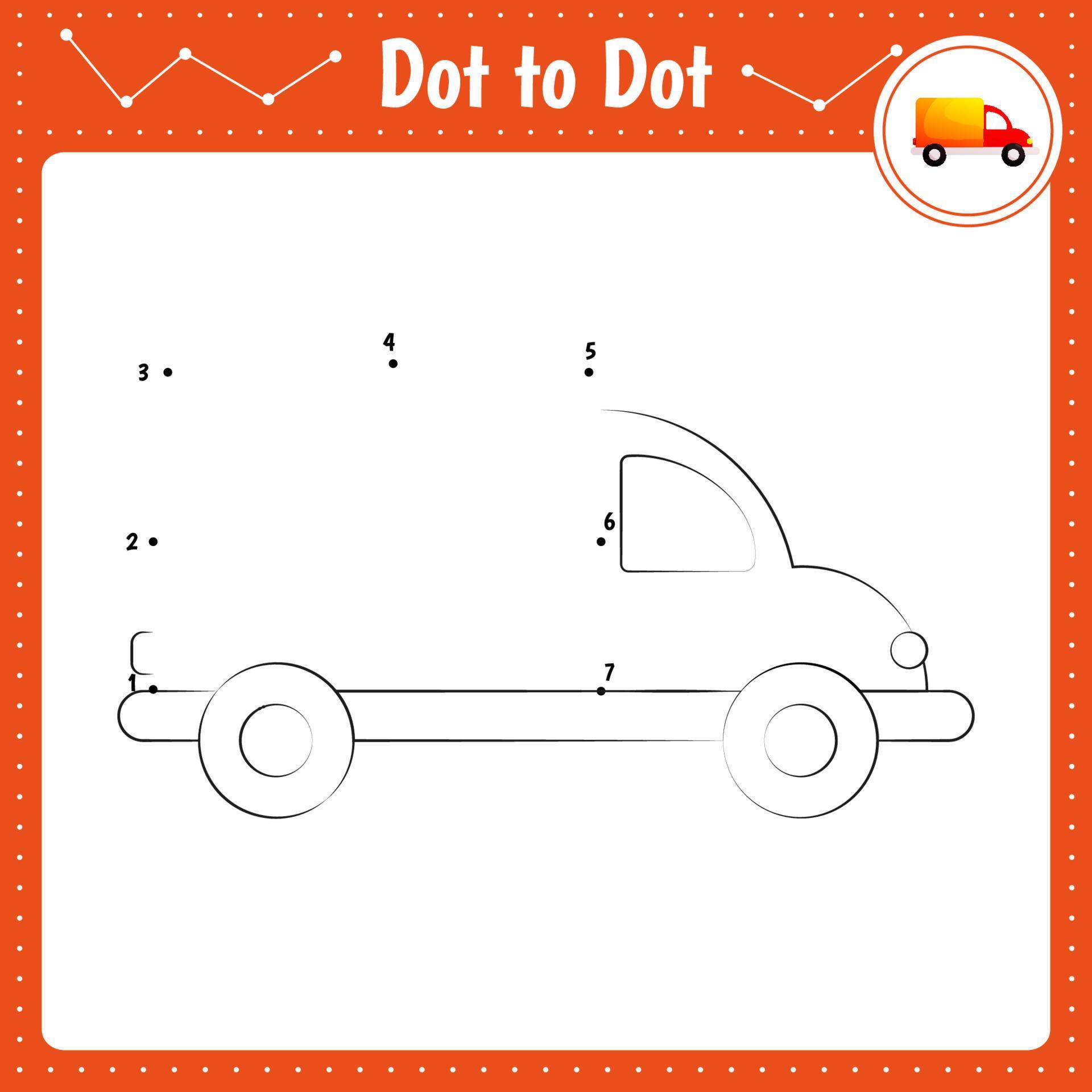 Connect the dots. Car. Vehicle. Dot to dot educational game. Coloring ...