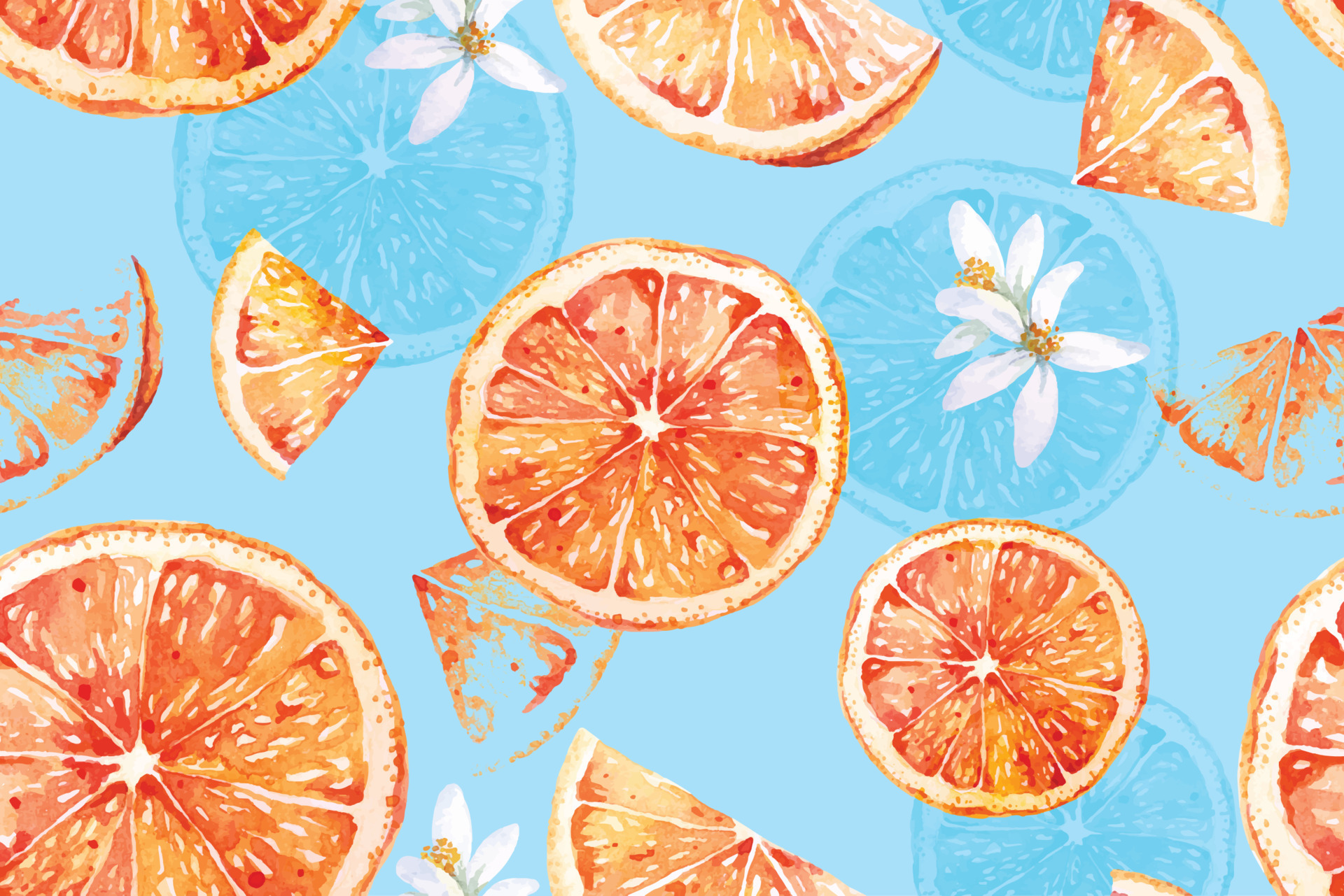 Seamless pattern of tangerines with watercolor for fabric luxurious and ...
